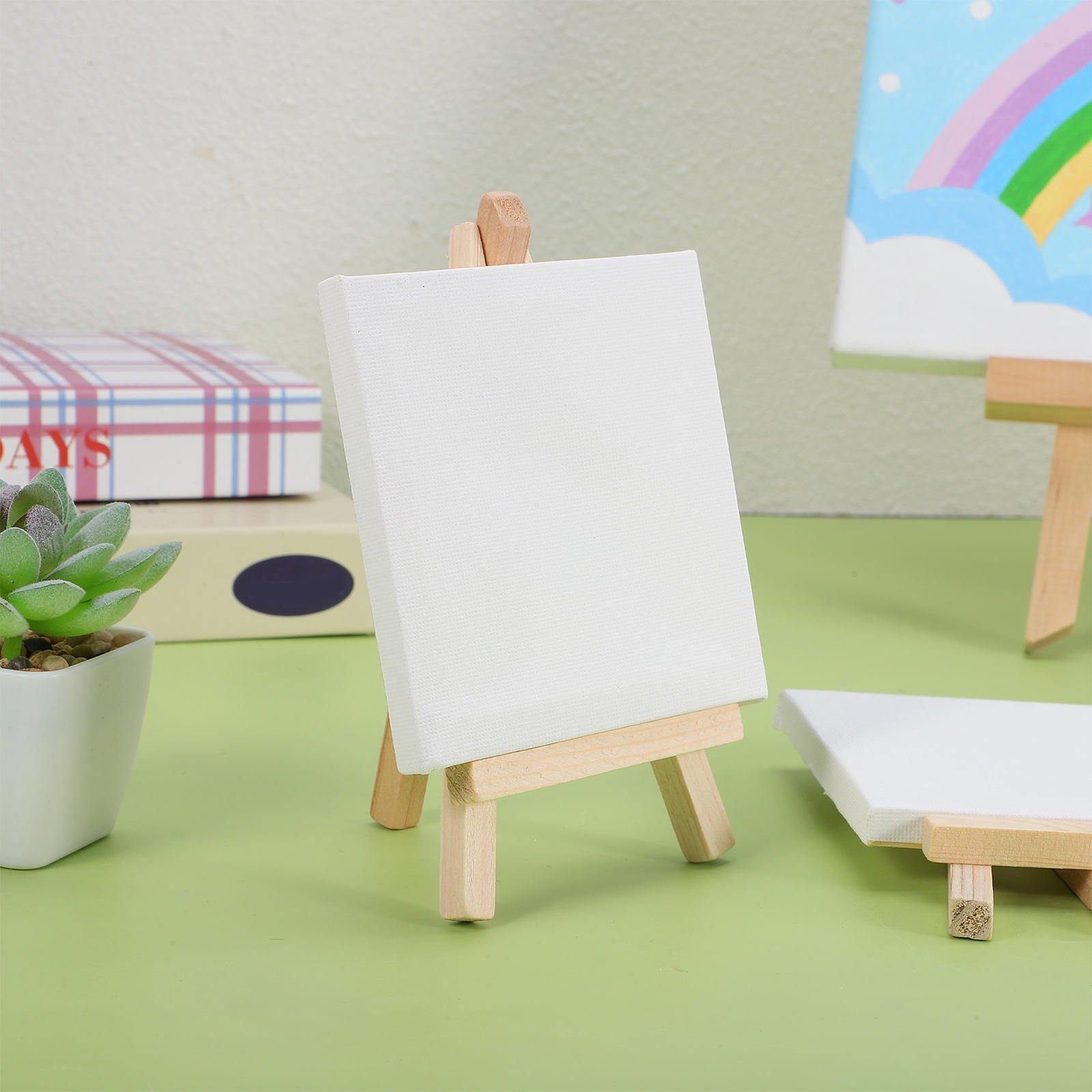 FRCOLOR Mini Canvas and Easel Set for Painting Use with Wood and Cloth ...