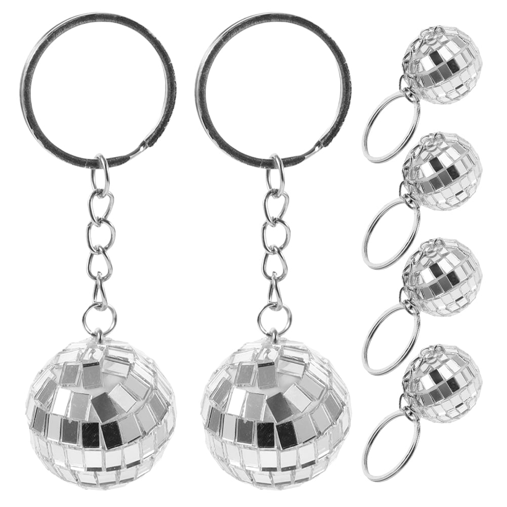 FRCOLOR Mini Disco Ball Keychain Silver Mirror Ball Design for and ...