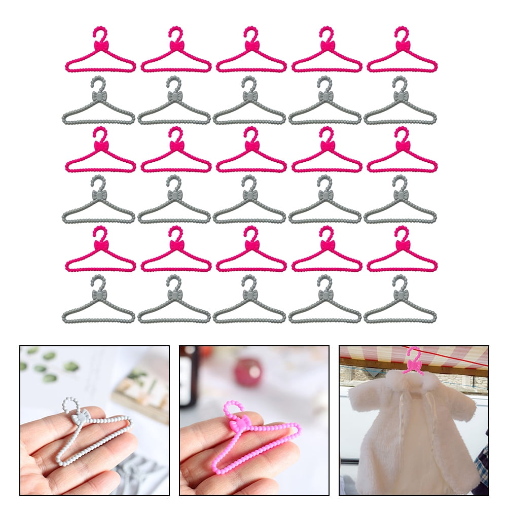 FRCOLOR Mini Doll Dress Hangers Set of 60pcs for Dollhouse Assorted ...