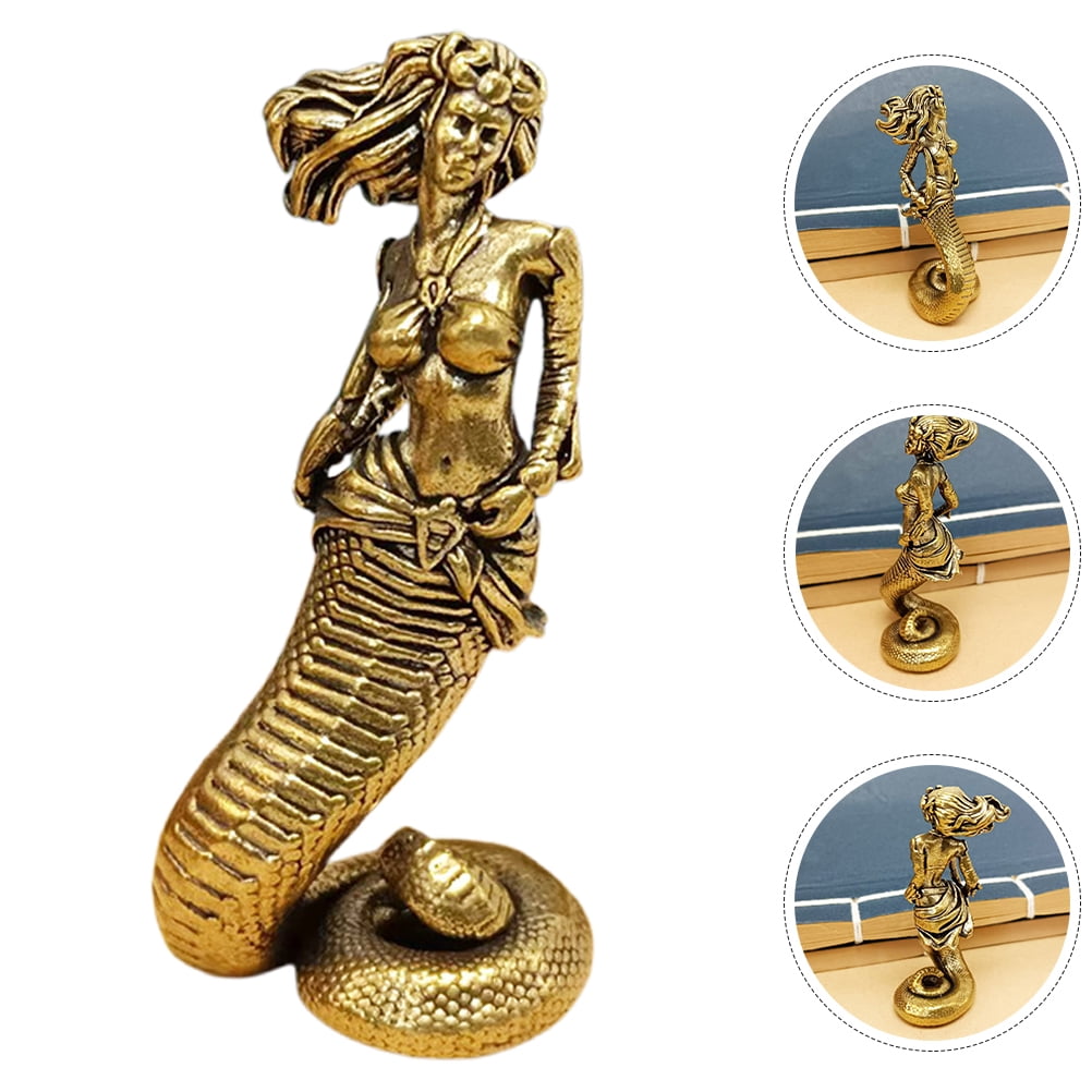 FRCOLOR Mini Medusa Statue Brass Snake Lady Sculpture for Micro Garden ...