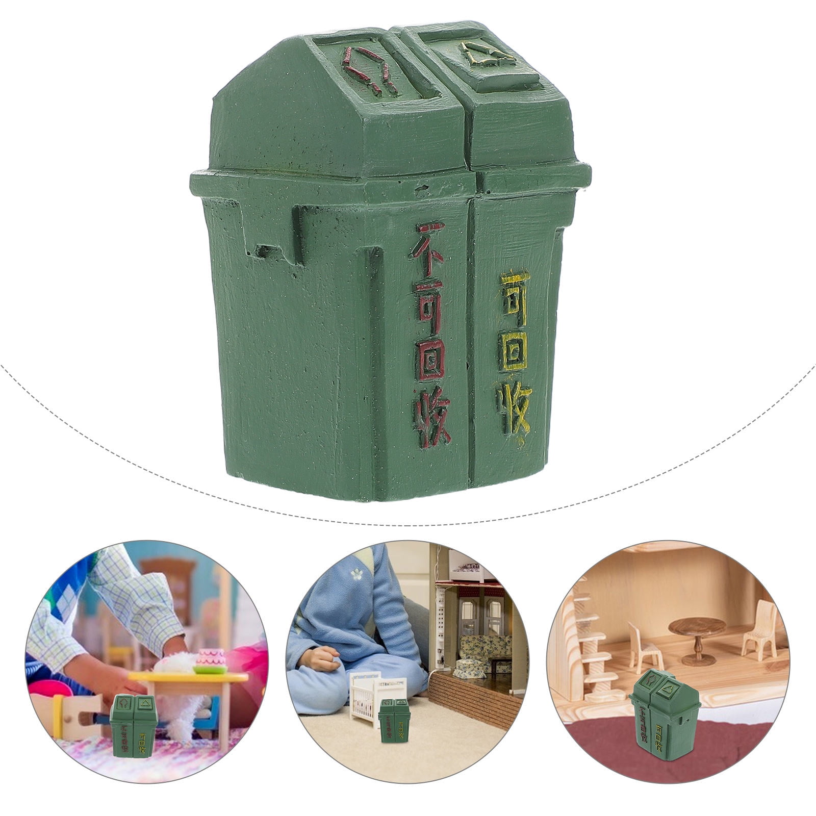 FRCOLOR Mini Trash Can 1:64 Scale Tiny Garbage Bin Realistic Miniature ...
