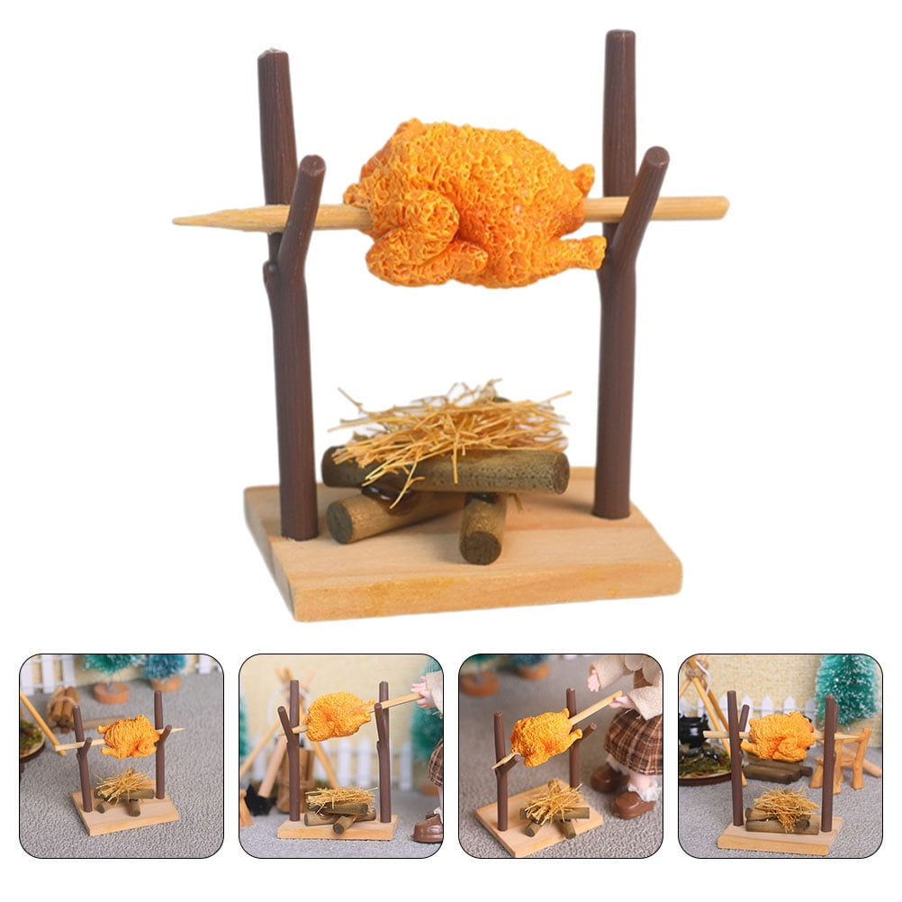 FRCOLOR Miniature BBQ Grill Set for Kids Multi-Colored Wood and Resin ...
