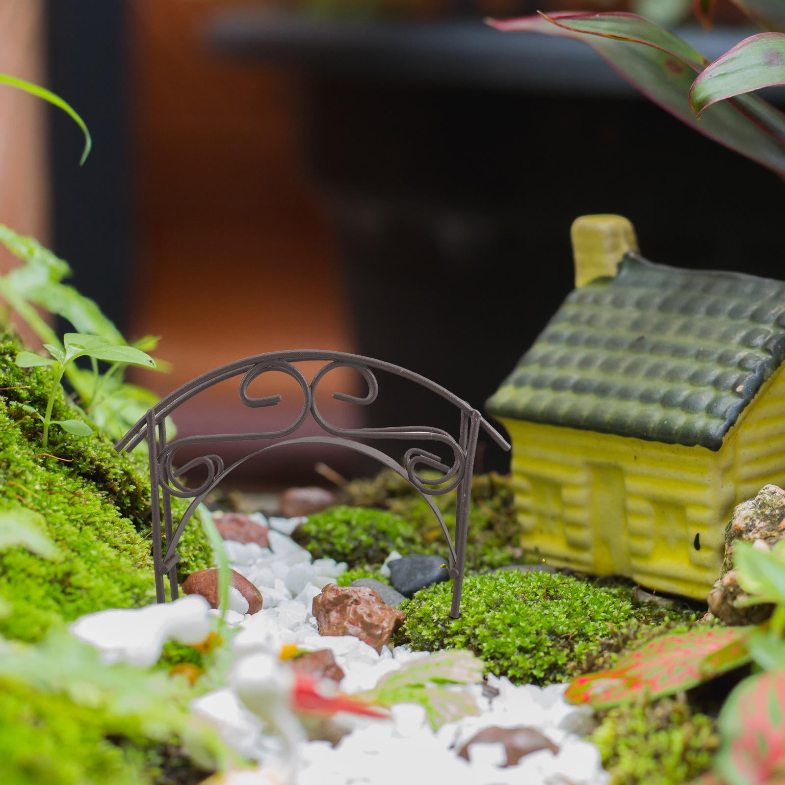 FRCOLOR Miniature Metal Bridge Micro Scene Garden Pathway Bridge ...