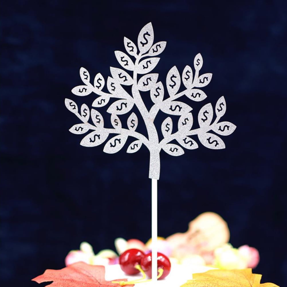 FRCOLOR Money Tree Shaped Cake Toppers Unique Cupcake Ornament Picks ...
