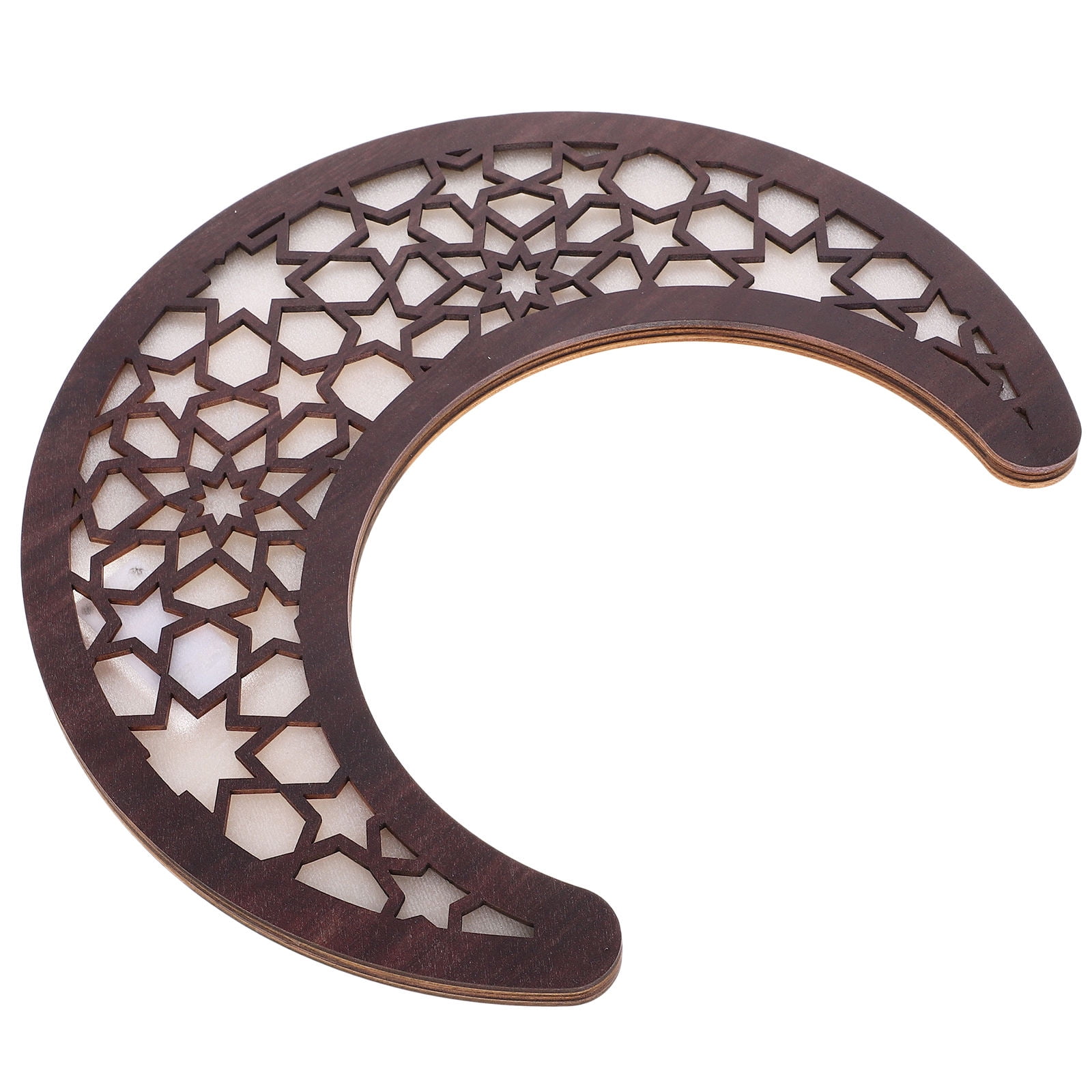 FRCOLOR Wooden Carved Moon Wall Lamp for Home Decoration Brown Glow ...