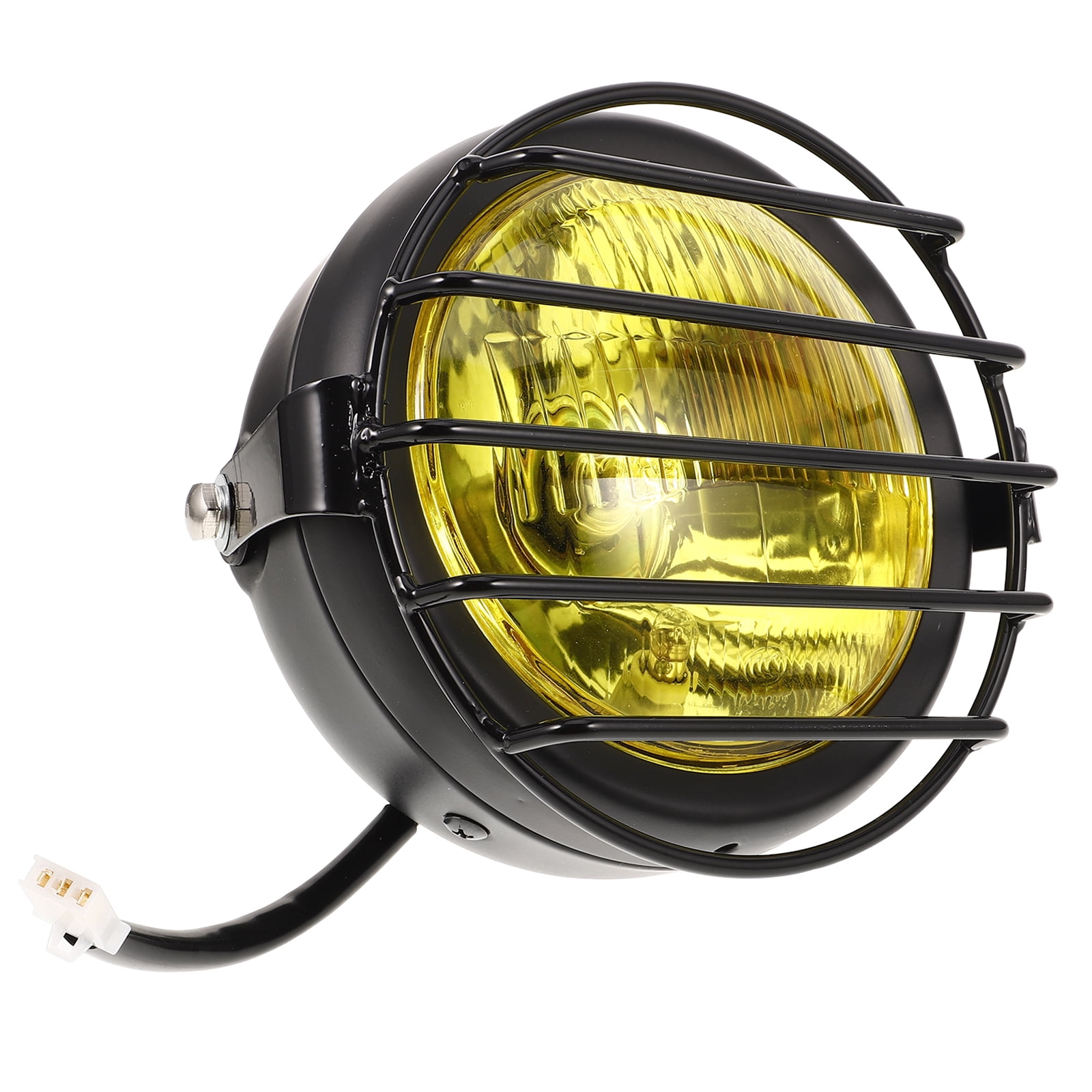 WASHWEPE Round Retro Motorcycle Headlight Glass Yellow 1Set 7.3X6.3X3 ...