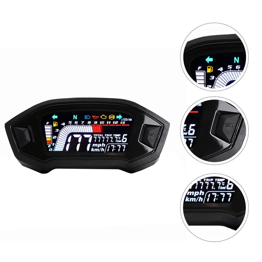 FRCOLOR Motorcycle Speedometer LCD Tachometer Universal Digital ...