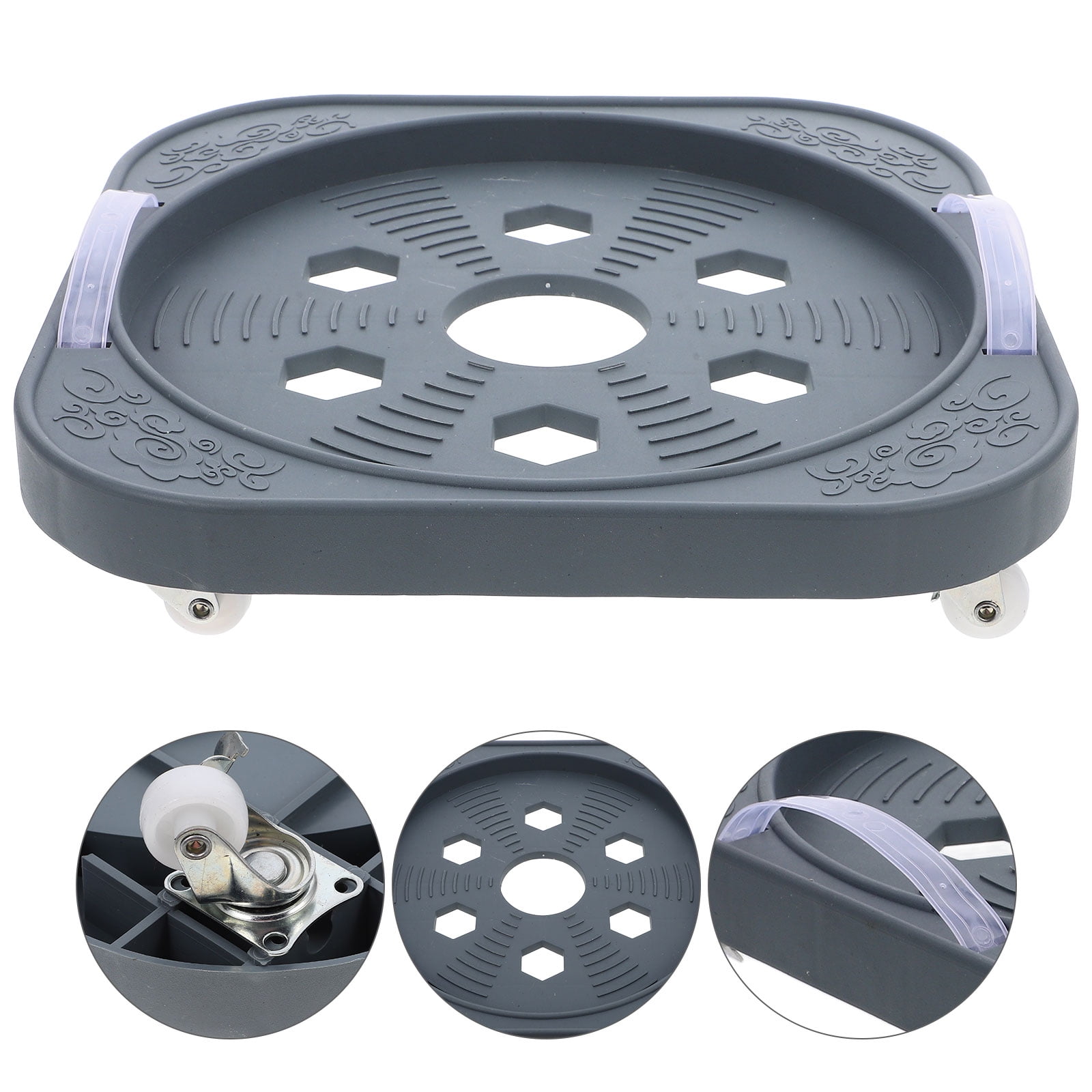 FRCOLOR Movable Plant Stand with Wheels for Flower Pot Grey Plastic ...