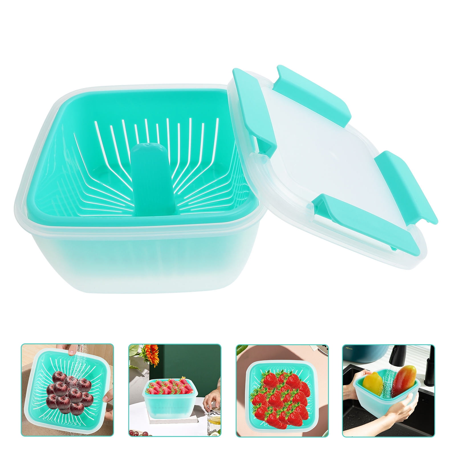 FRCOLOR Multi Compartment Sealing Crisper with Drain Design for Fruit ...