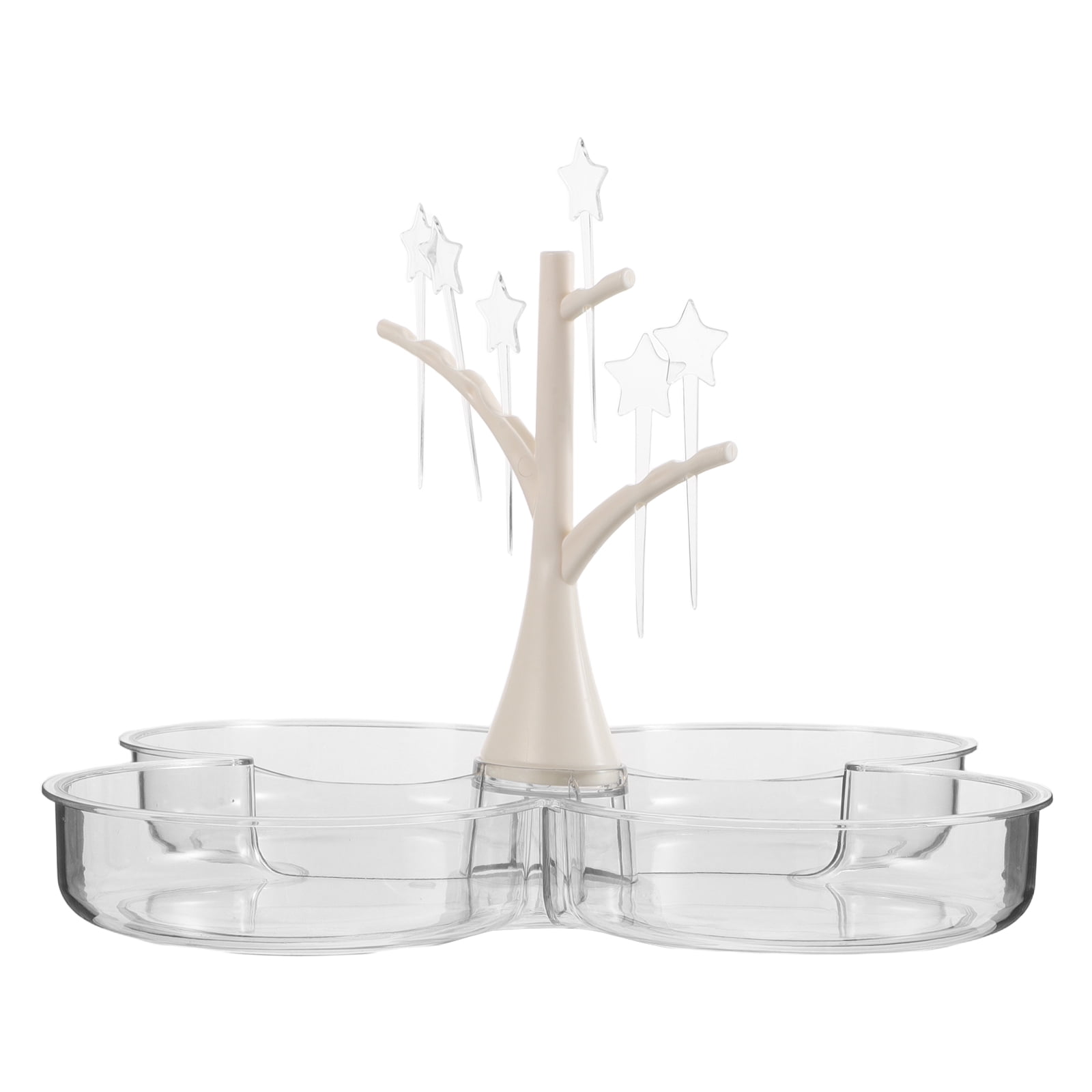 FRCOLOR Multi-Functional Plastic Fruit Snack Plate with Fork Serving ...