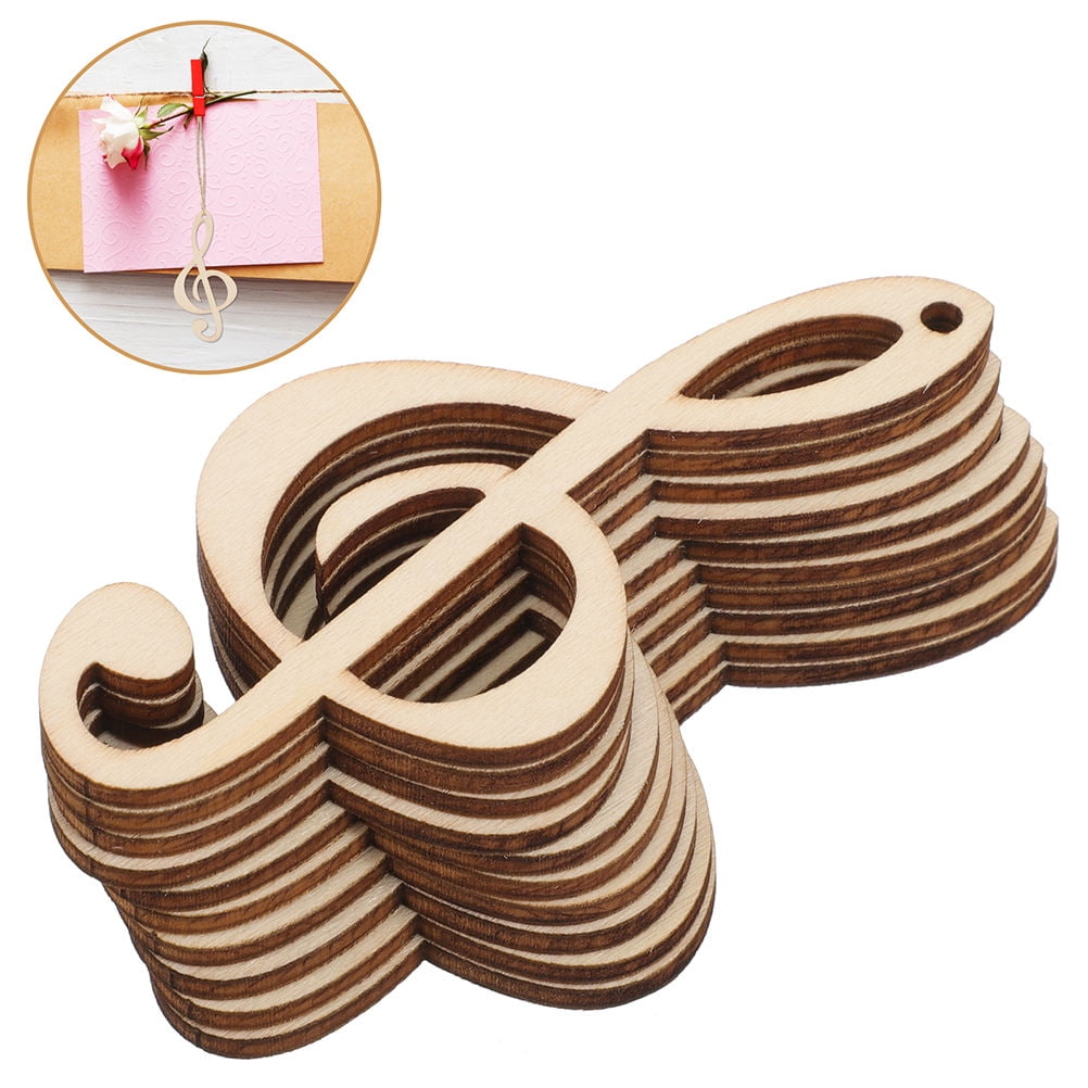 FRCOLOR Music Note Wood Decor Natural Beige Craft Supplies for DIY ...
