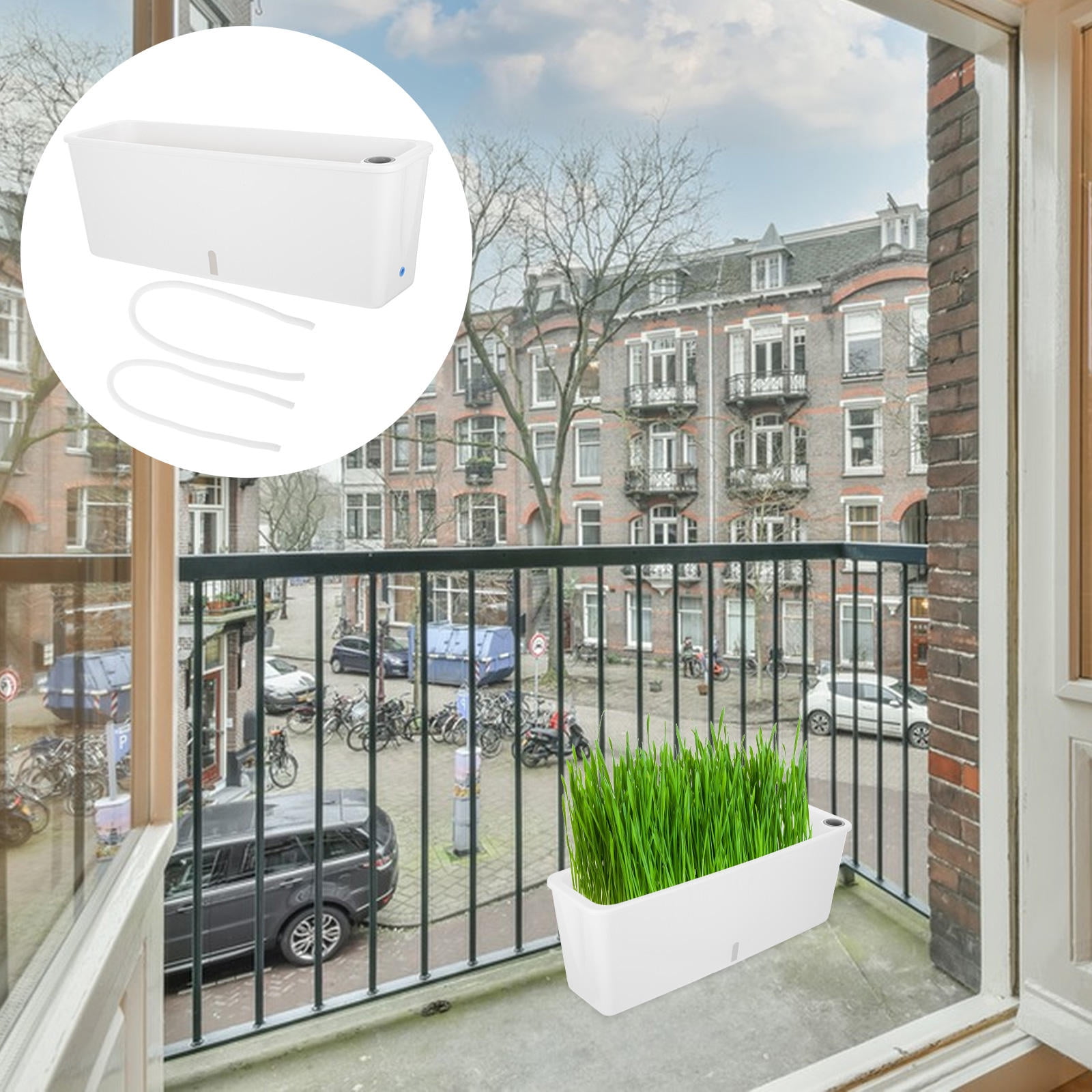 FRCOLOR Narrow Rectangular Planter Box With Self-Watering And Drainage ...