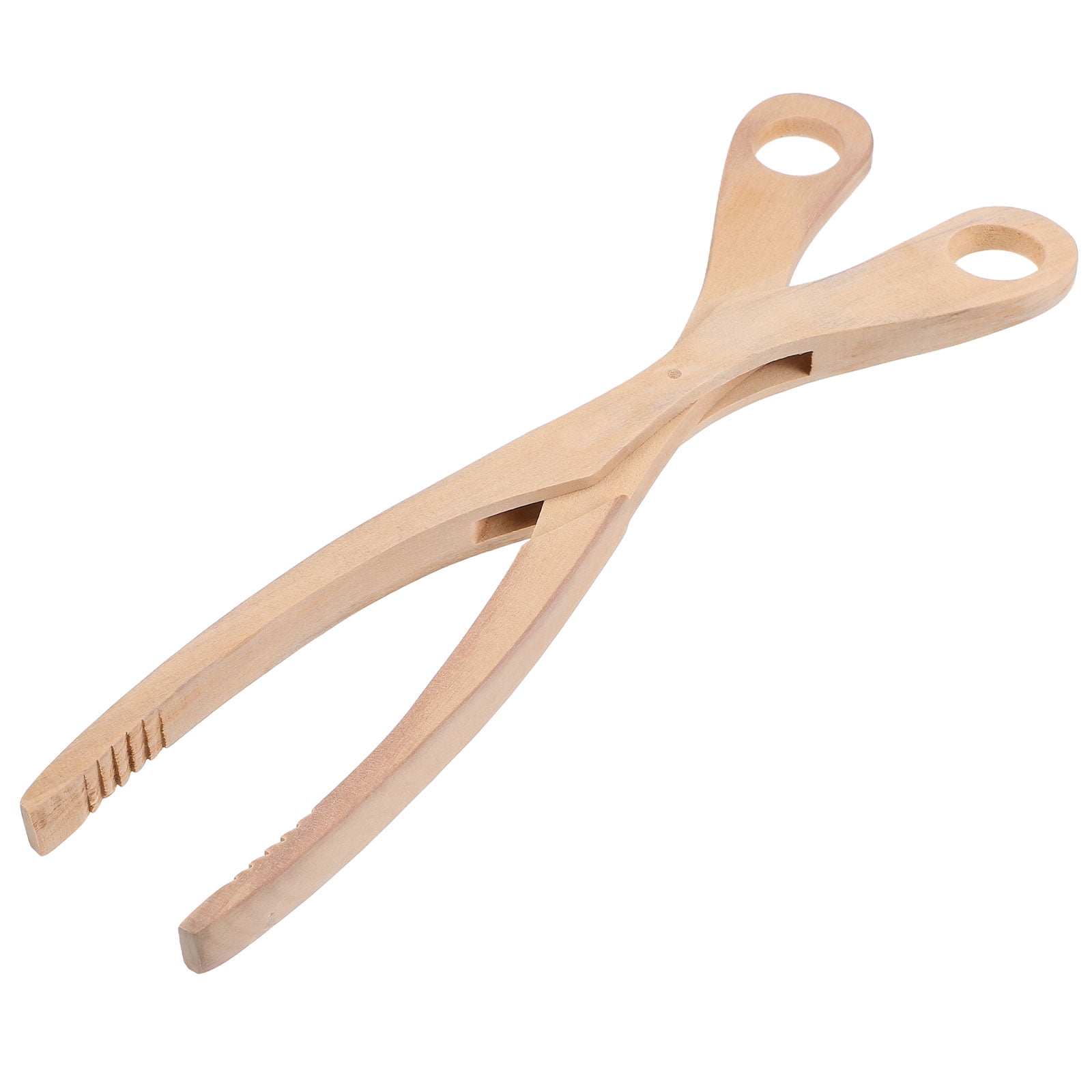 FRCOLOR Nonslip Wooden Toast Tongs Reusable Scissor Style Bread Clamp ...