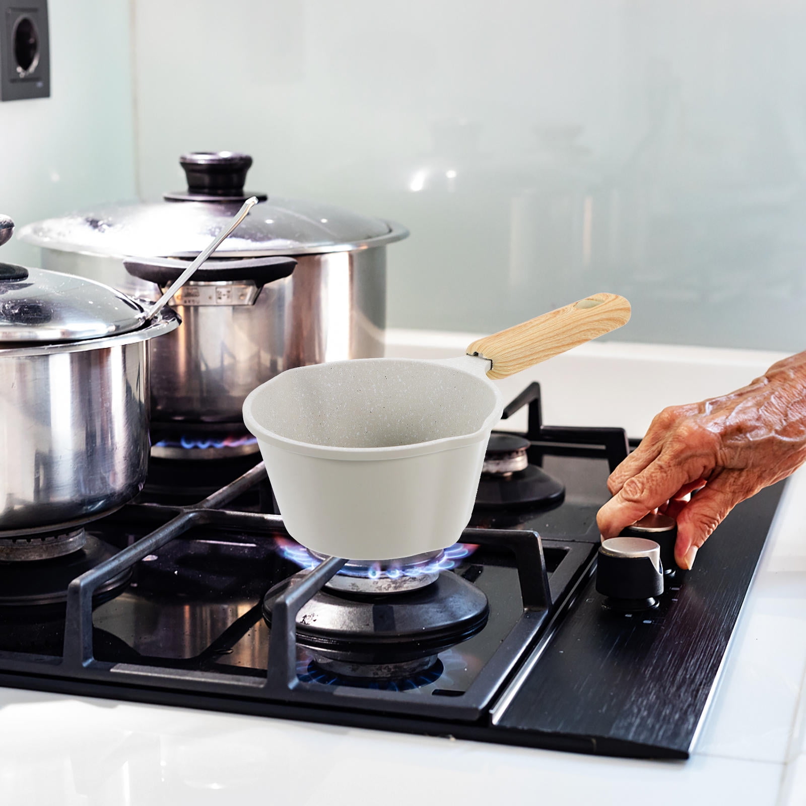 FRCOLOR Nonstick Sauce Pot Small Kitchen Cooking Pot Saucepan With ...