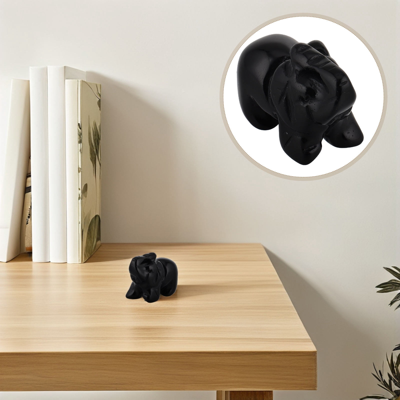 FRCOLOR Obsidian Mini Elephant Sculpture Guardian Elephant Statue Stone ...