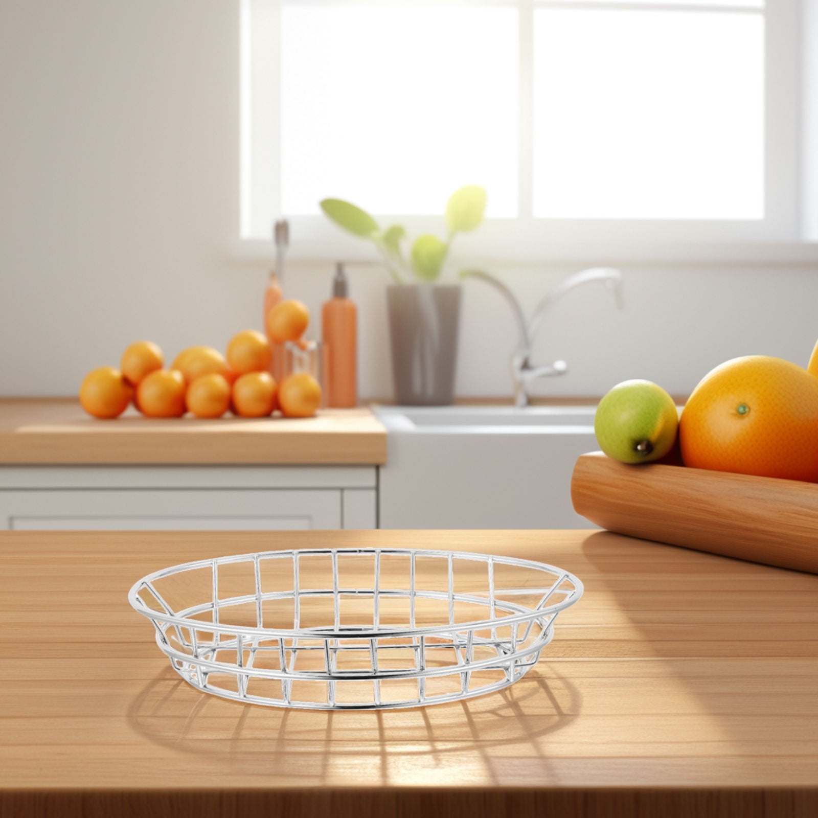 FRCOLOR Oval Metal Wire Food Basket for Serving Snacks French Fries and ...