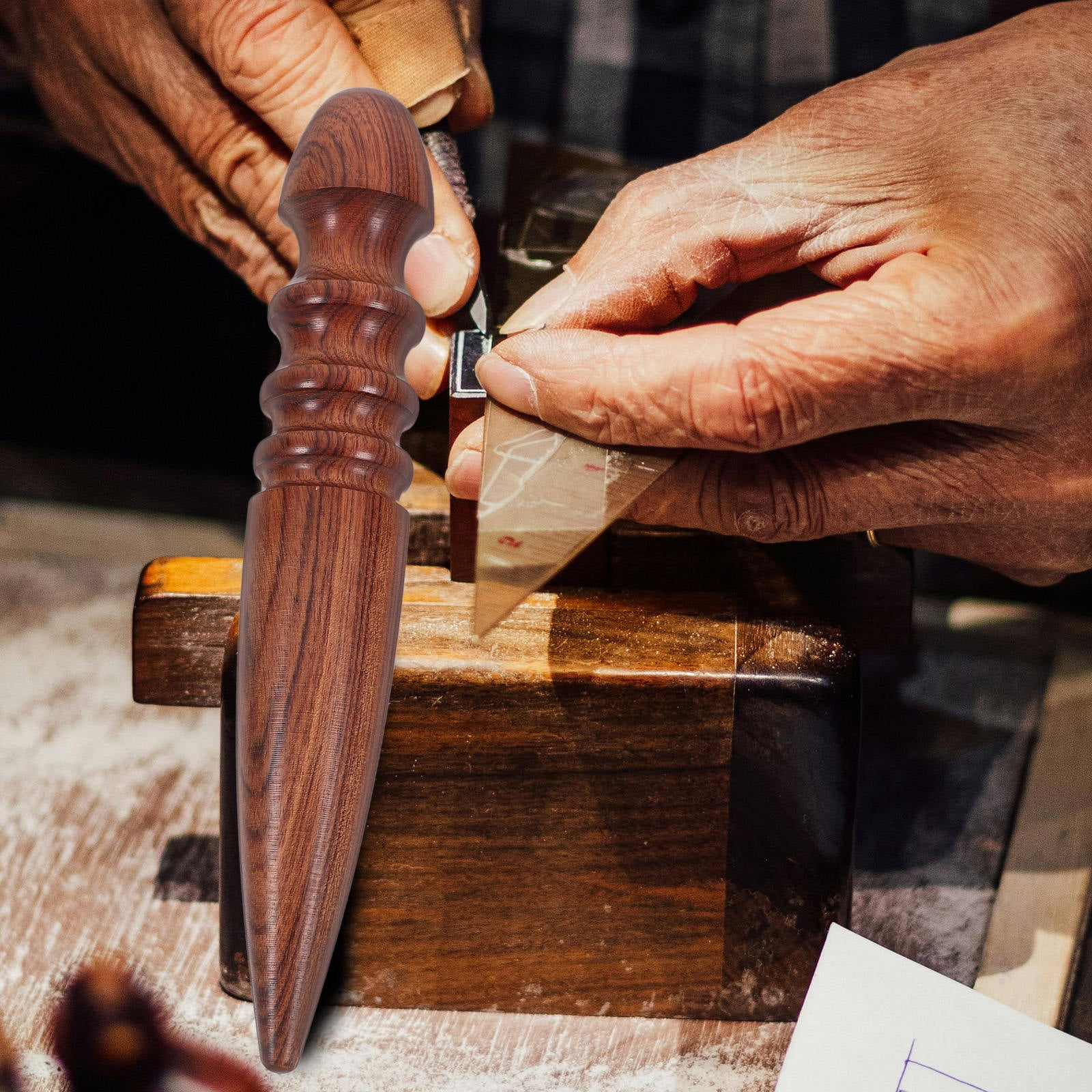 FRCOLOR PU Craft Burnishing Tools, Wooden Edge Burnisher Set PU Hand ...