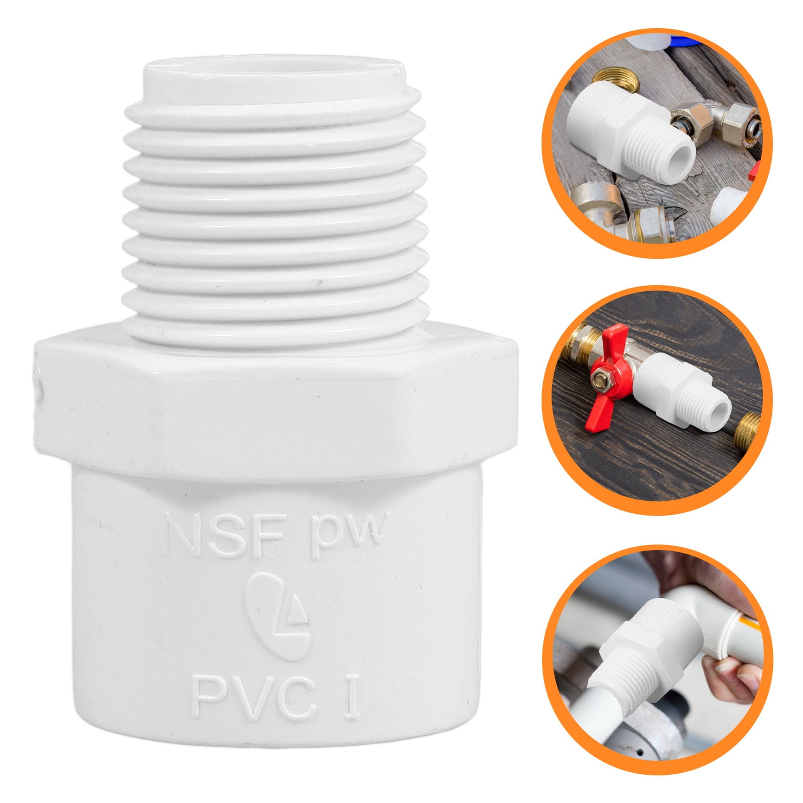 FRCOLOR PVC Pipe Connector with Male Threads for Plumbing Lines ...
