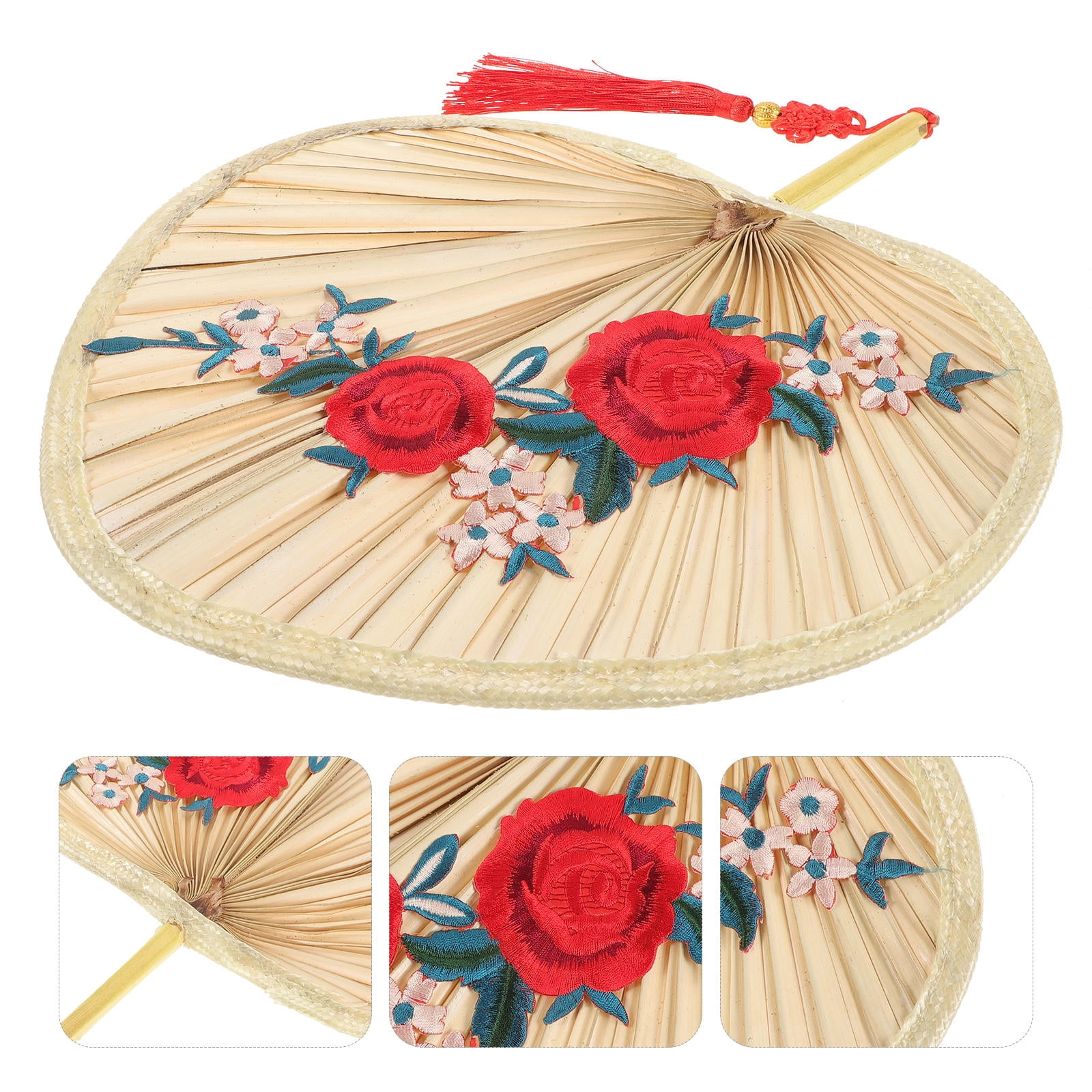 FRCOLOR Palm Leaves Fan Plum Blossom Pattern Palm Leaves Fan Chinese ...