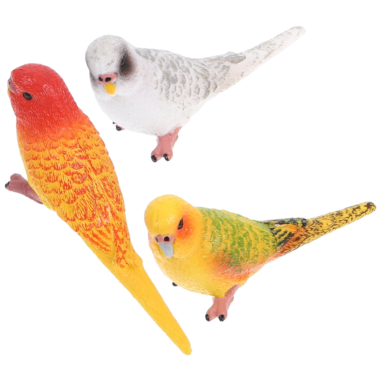 FRCOLOR Parakeet Bird Figurines 3pcs Realistic Parrot Models Artificial ...
