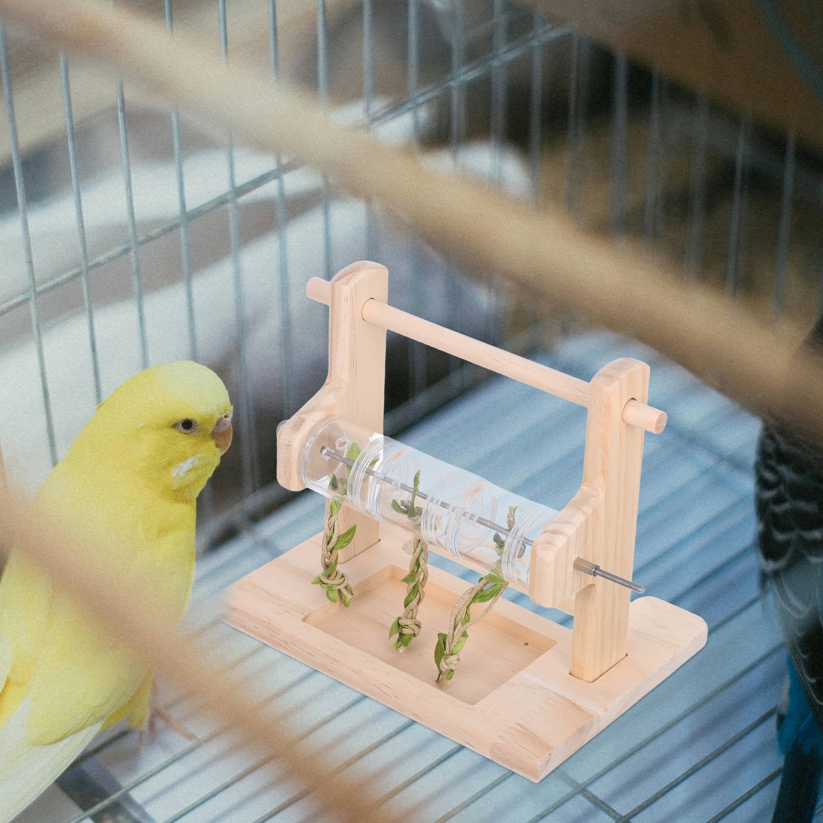 FRCOLOR Parrot Perch Stand With Chewing Toys Natural Wood Bird ...