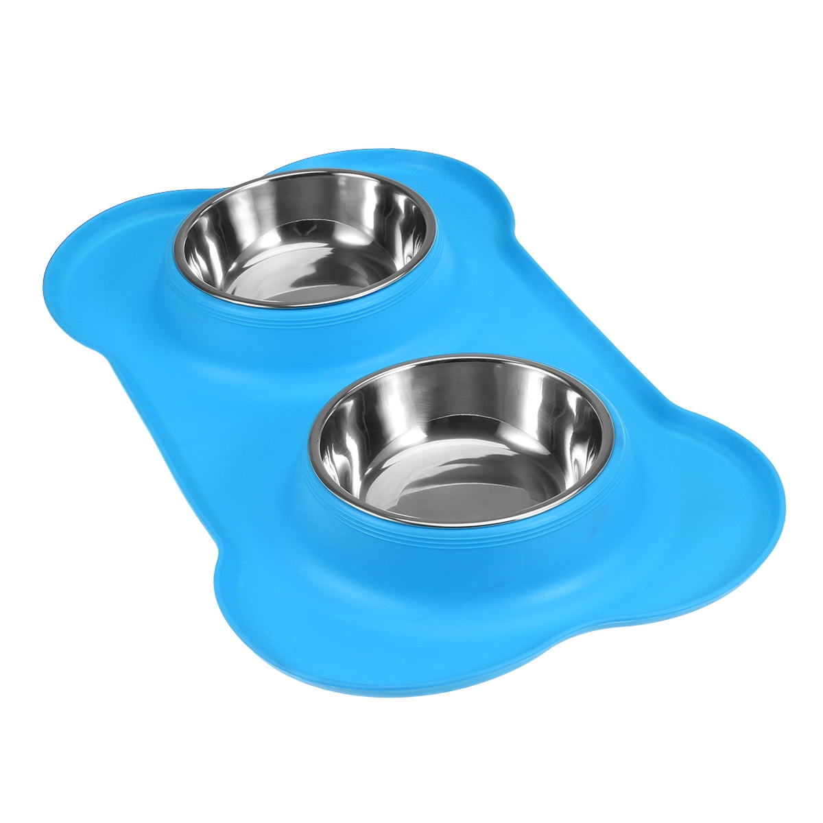 FRCOLOR Pet Double Bowl Dog Water Bowl Feeder Plate for Dogs 46.00X26 ...