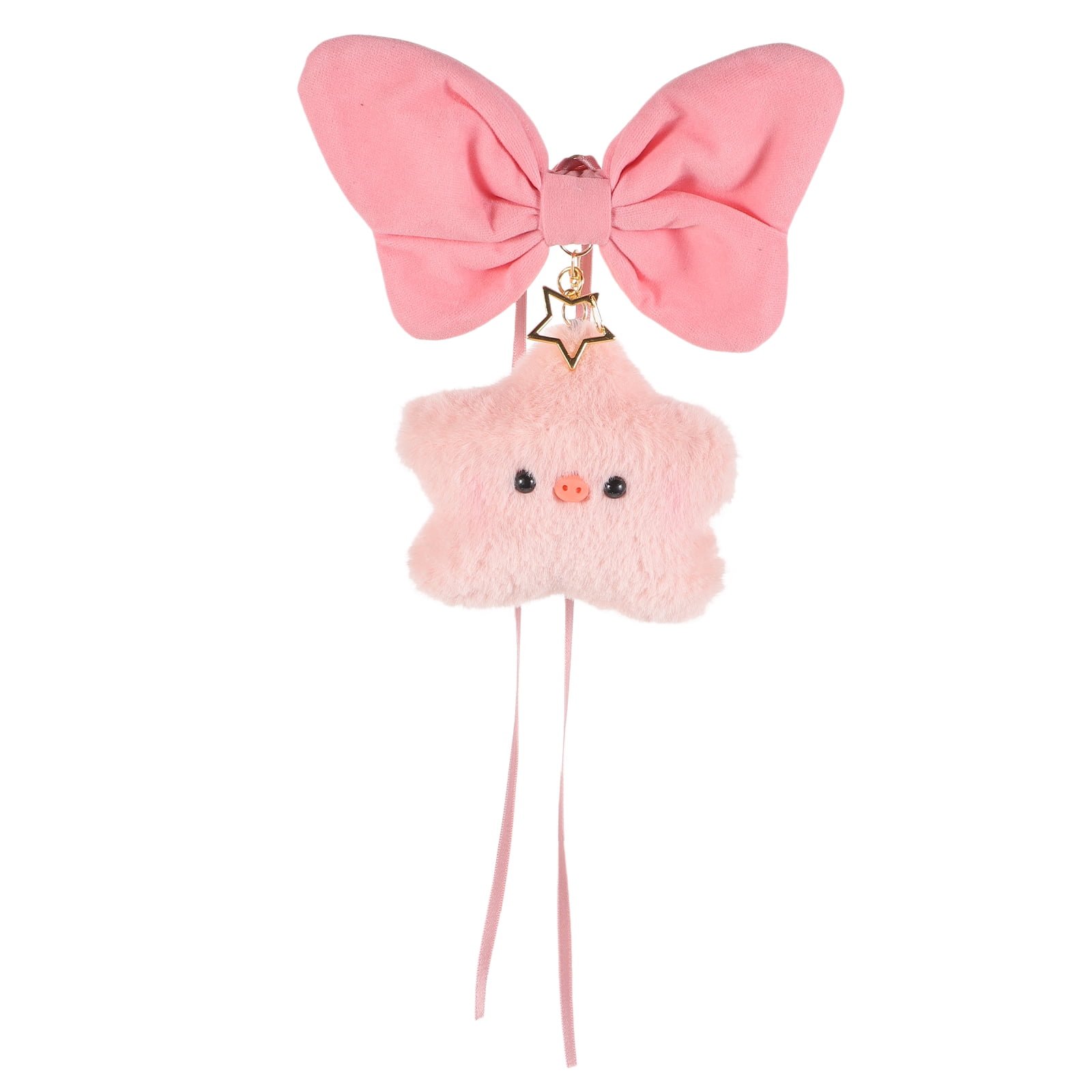 DECOMELODY Rearview Mirror Hanging Decor Pink Plush 1Set 7.1x5.5x1.2in ...