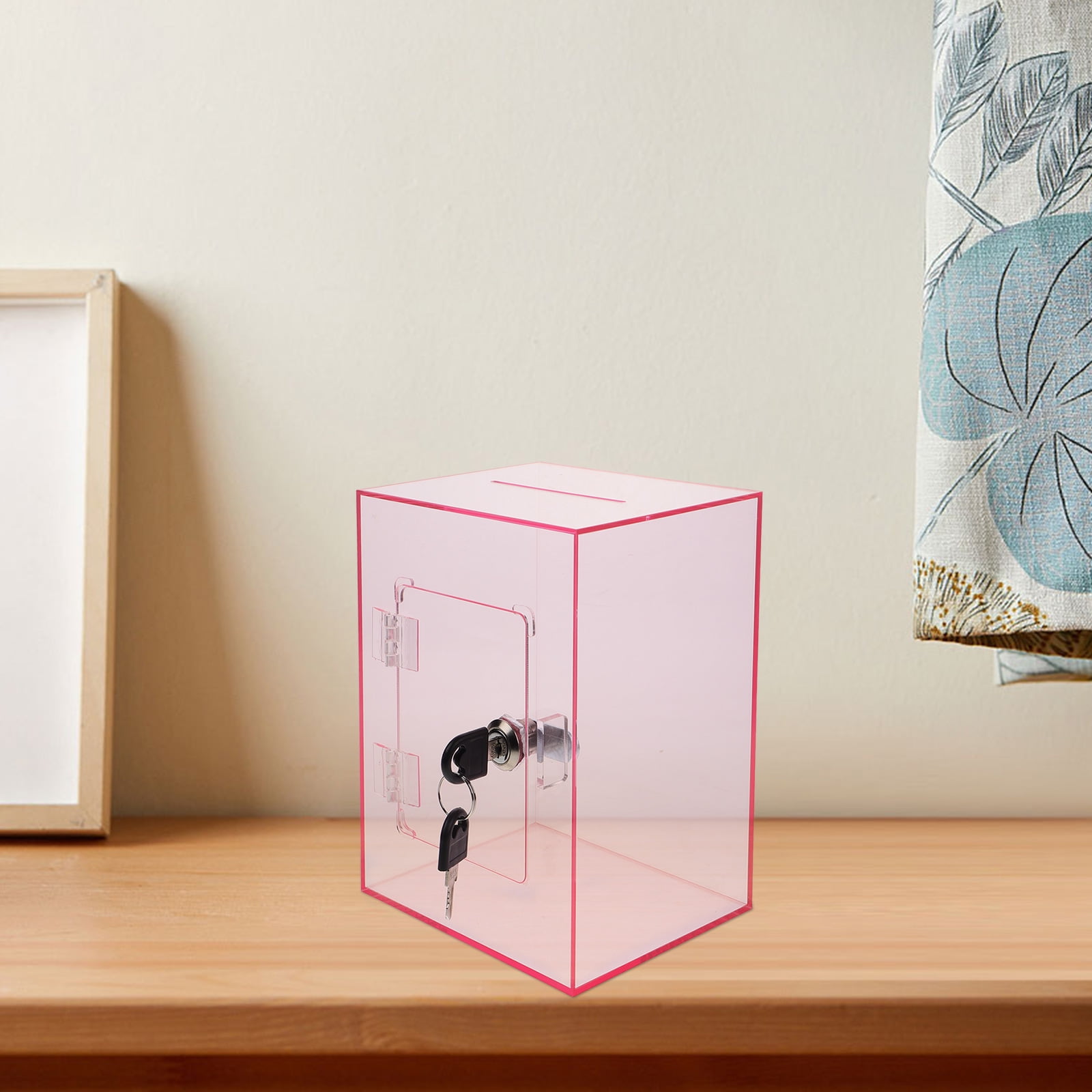 FRCOLOR Pink Acrylic Box with Lock for Secure Storage Suitable Capacity ...