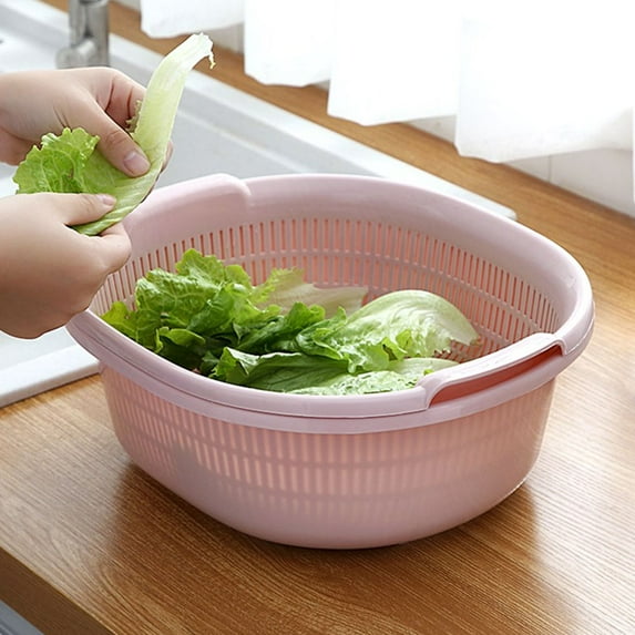 FRCOLOR Pink Stackable Plastic Colander for Draining Fruit and ...