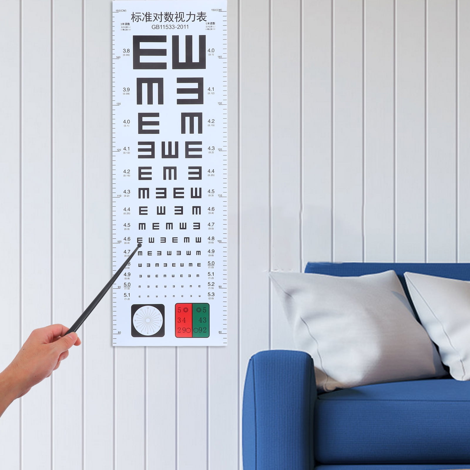 FRCOLOR Portable Eye Chart Vision Test Tool with Myopia Detection Wall ...