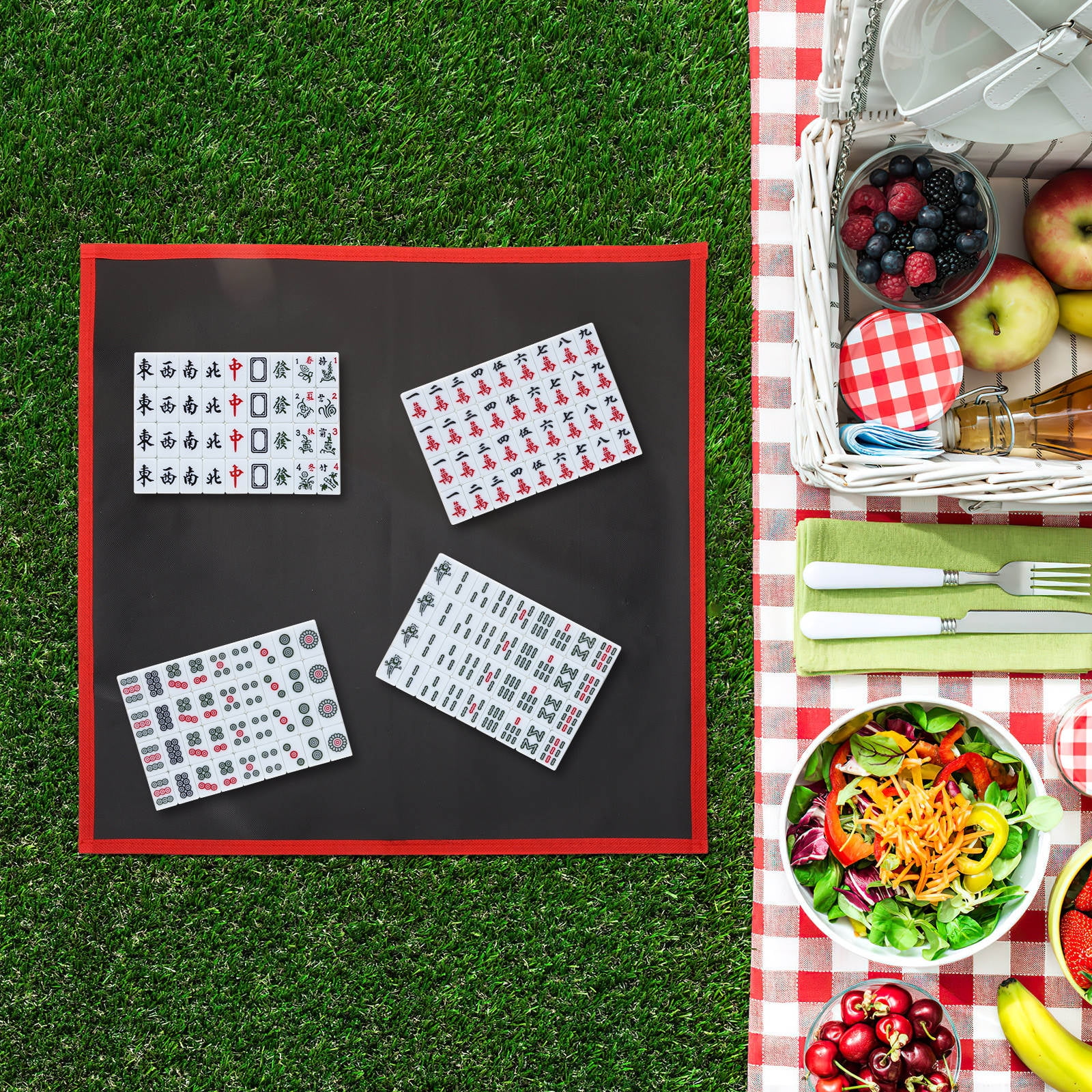 FRCOLOR Portable Mini Mahjong Set with Melamine Tiles Perfect for Kids ...