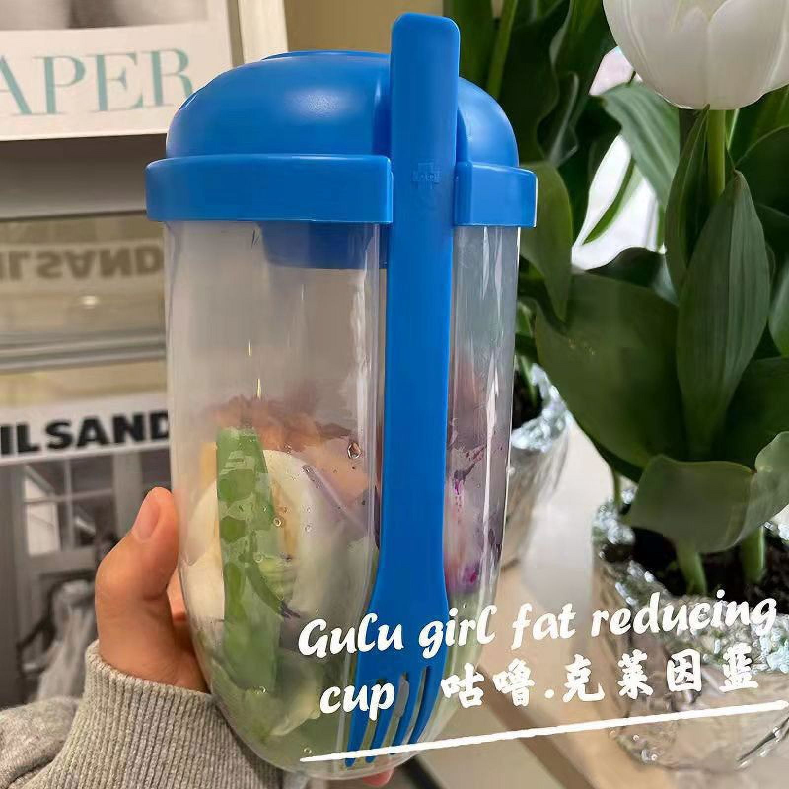 FRCOLOR Portable Salad Container With Fork Food Dressing Cup Fresh ...