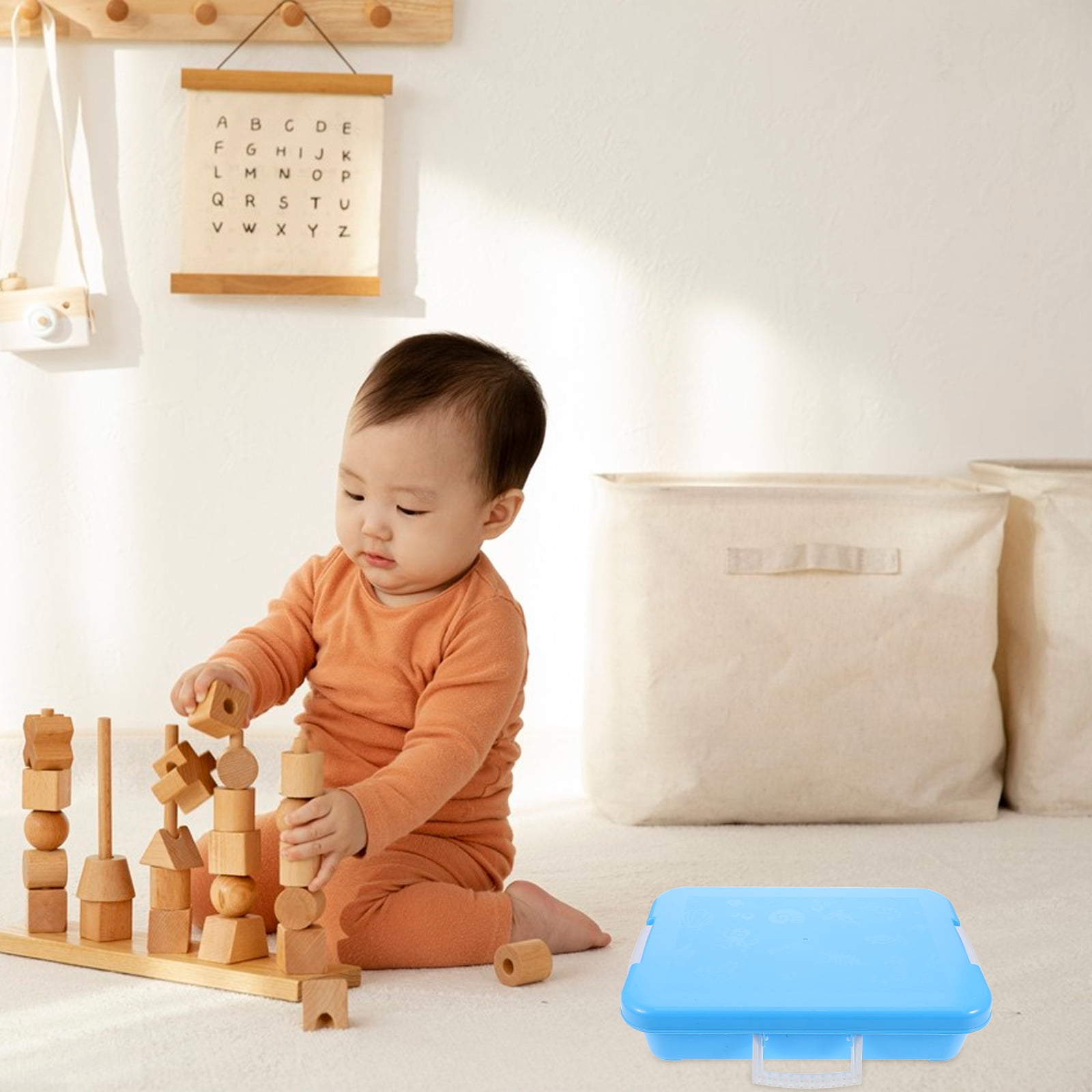 FRCOLOR Portable Toy Bin Sand Tray With Lid Handle Plastic Sand Tray Tool Boxes Sandbox With Lid ...