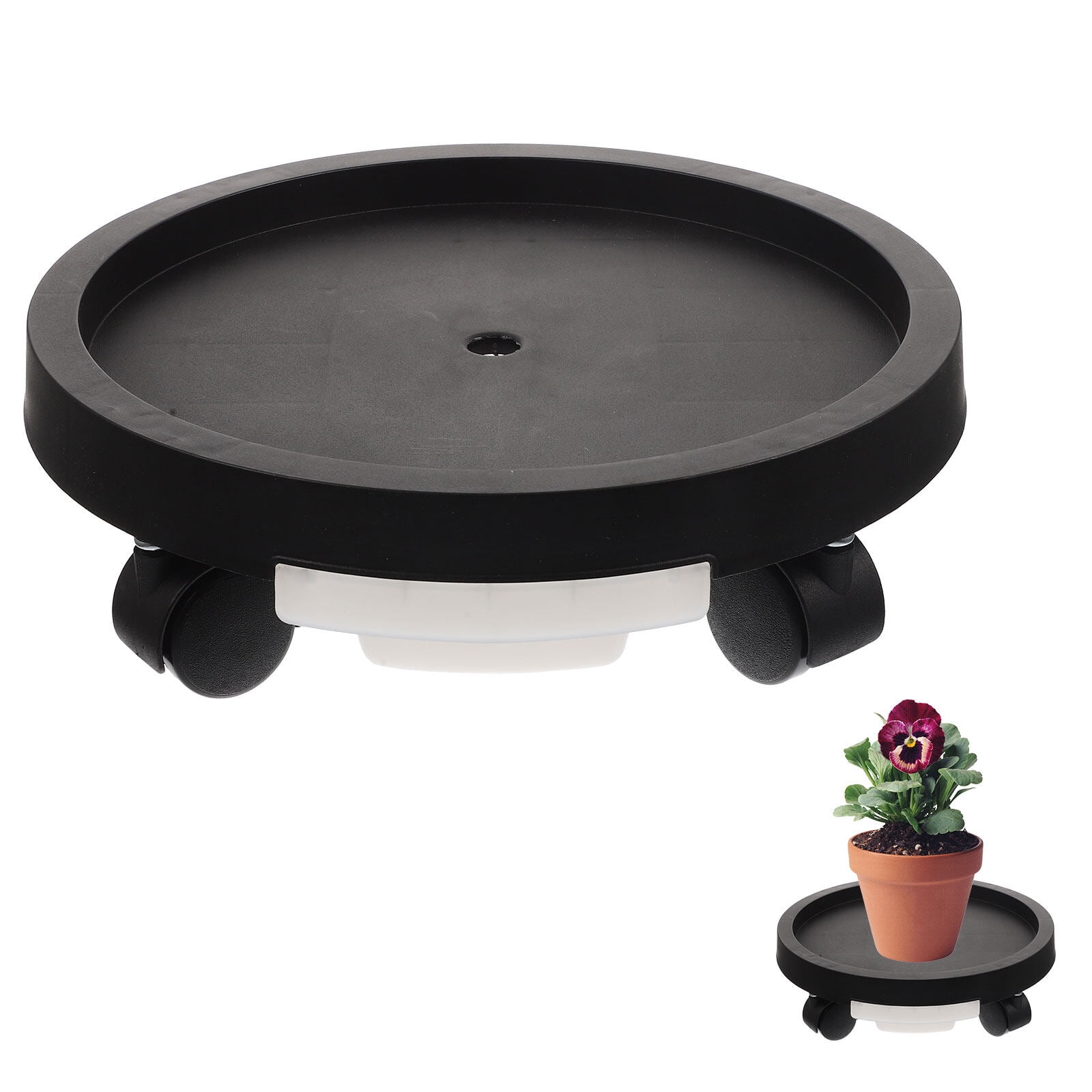 FRCOLOR Pot Stand with Casters Plants Wheel Stands Pots Outdoor Black ...