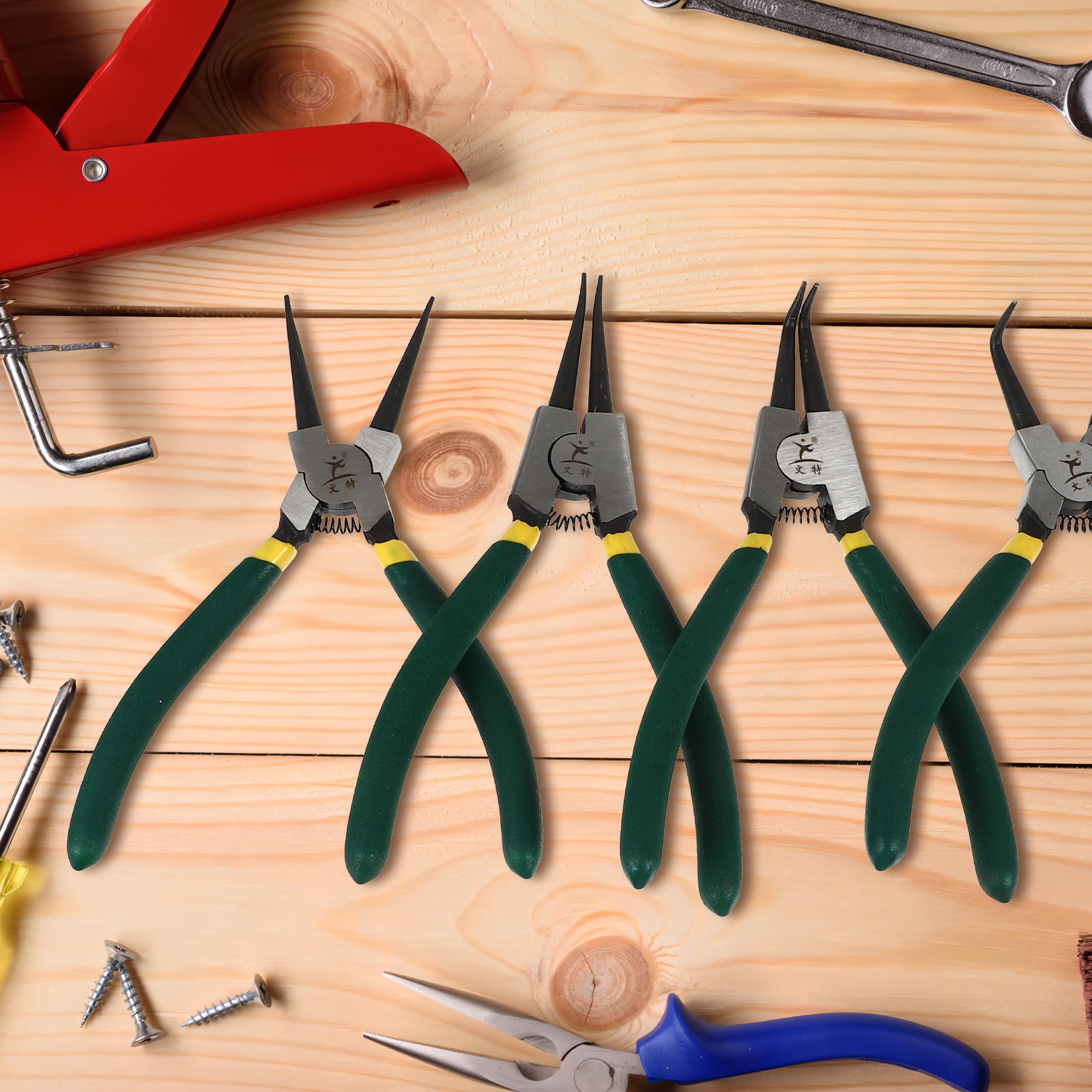 FRCOLOR Precision Spring Loaded Pliers Set with Straight Bent Jaw ...