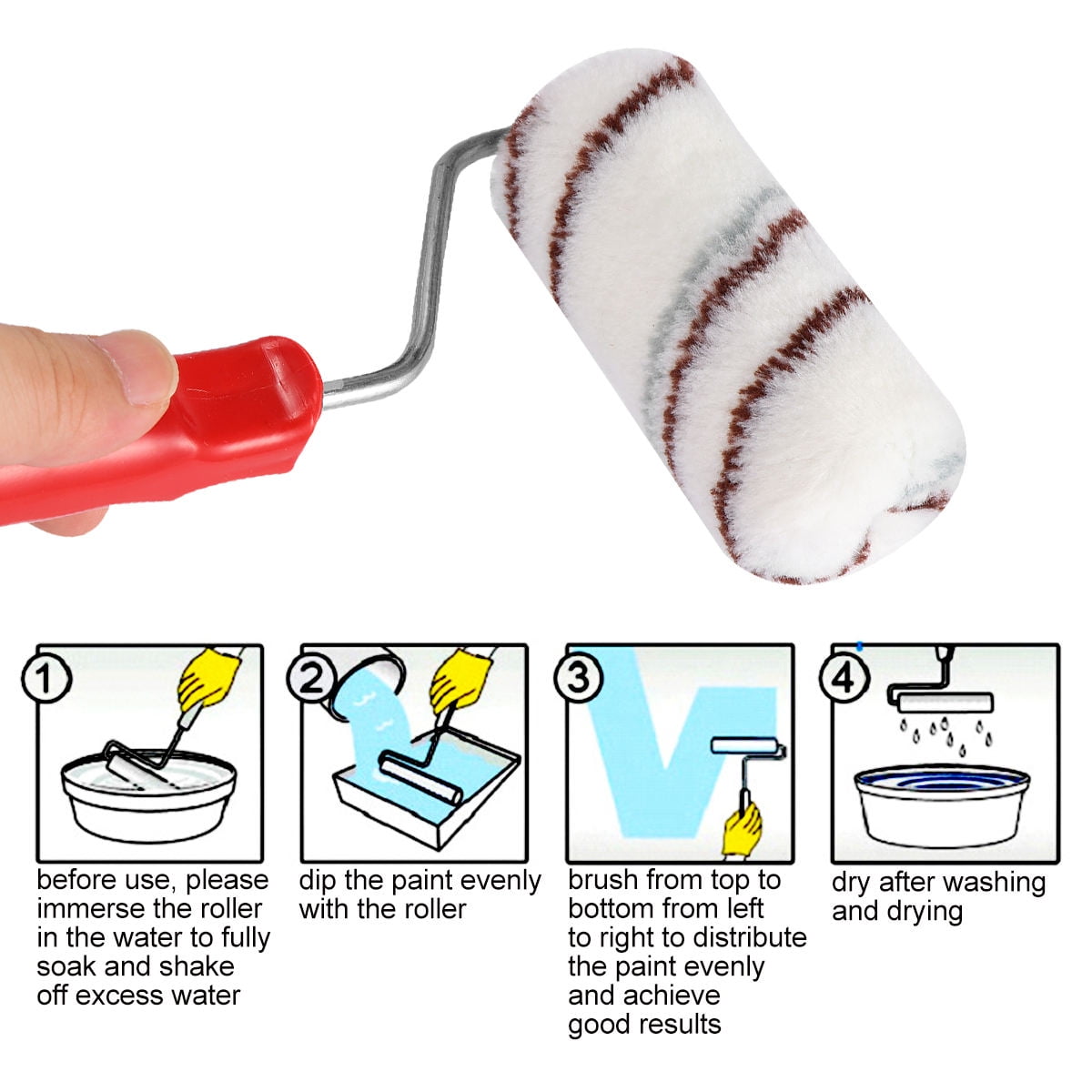 FRCOLOR Professional Wool Mini Paint Roller Set for Doors and Windows ...