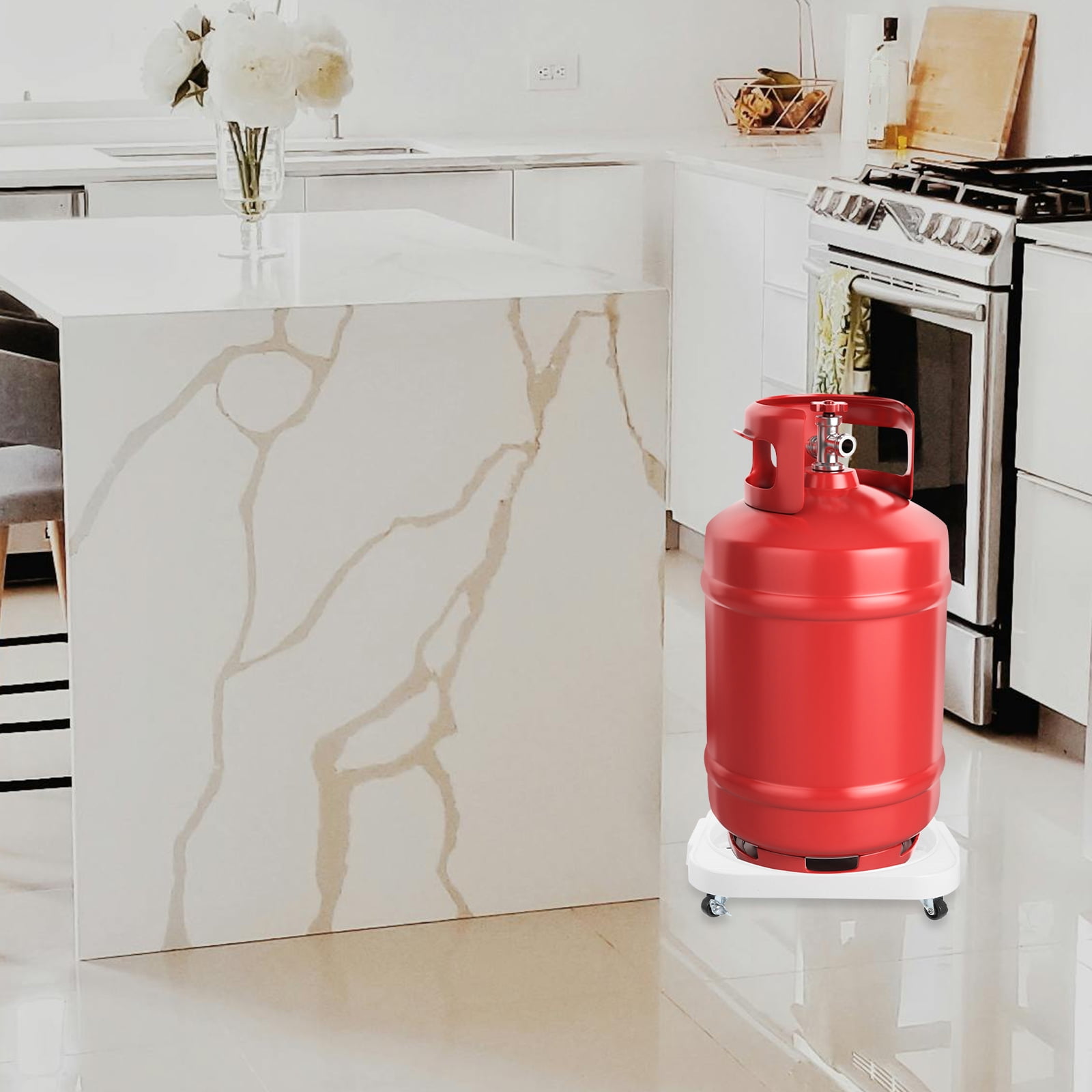 FRCOLOR Propane Tank Tray With Brake Wheels Movable Gas Cylinder Holder ...