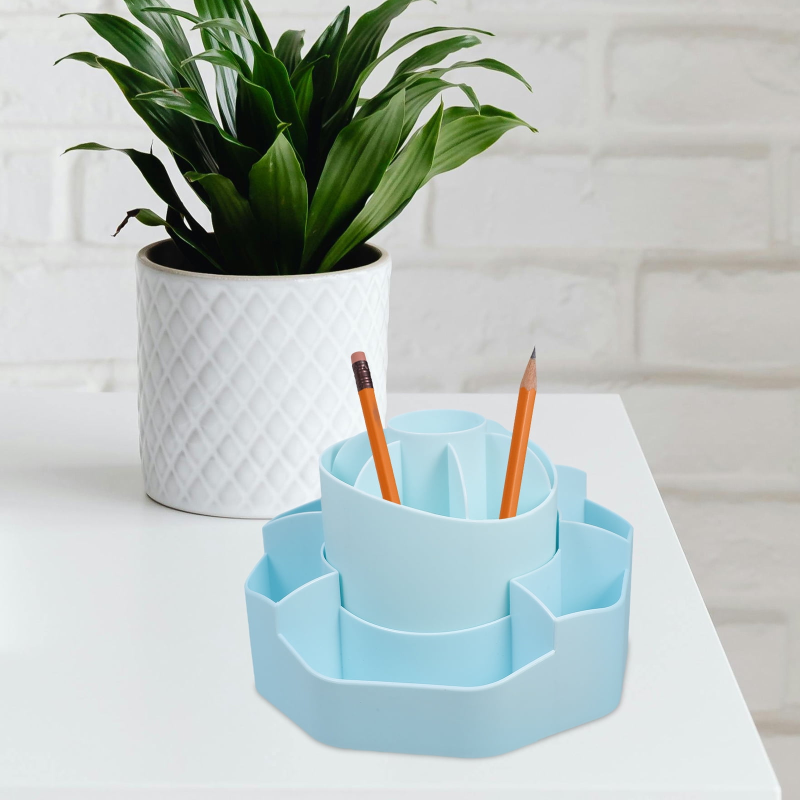 FRCOLOR Purple Rotating Desk Organizer with Detachable Storage for Pens ...