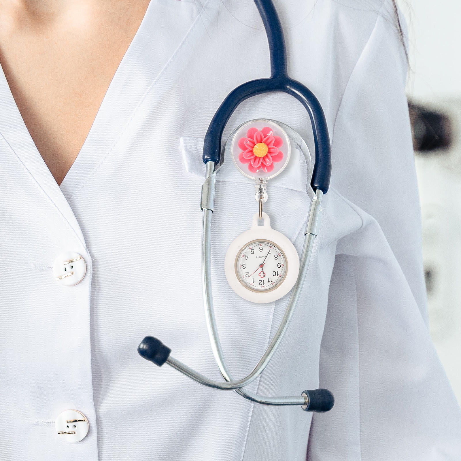 FRCOLOR Quartz Glass Blue Pocket Watch for Women Wearing Portable ...