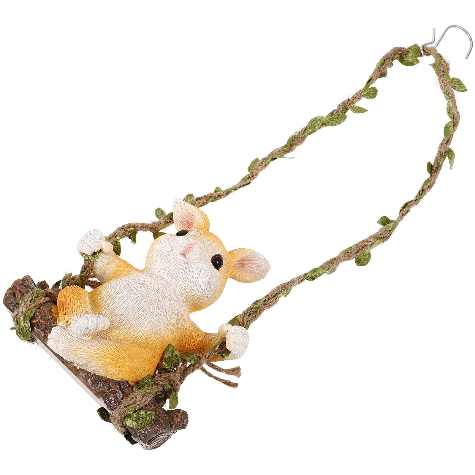 FRCOLOR Rabbit On Swing Statue Garden Resin Rabbit On Swing Figurine ...