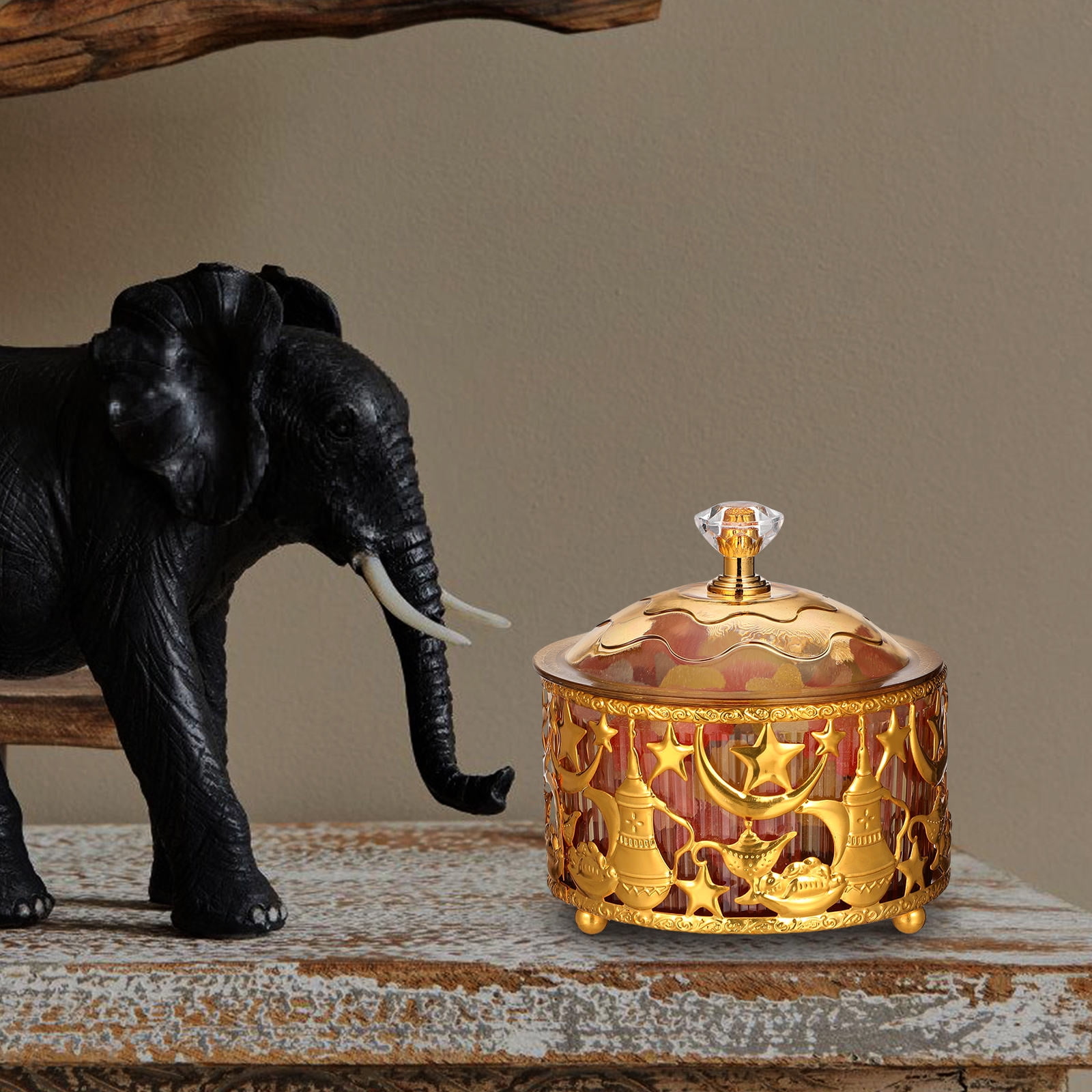 FRCOLOR Ramadan Tray With Dome Lid Snack Serving Tray Metal Cake Candy ...