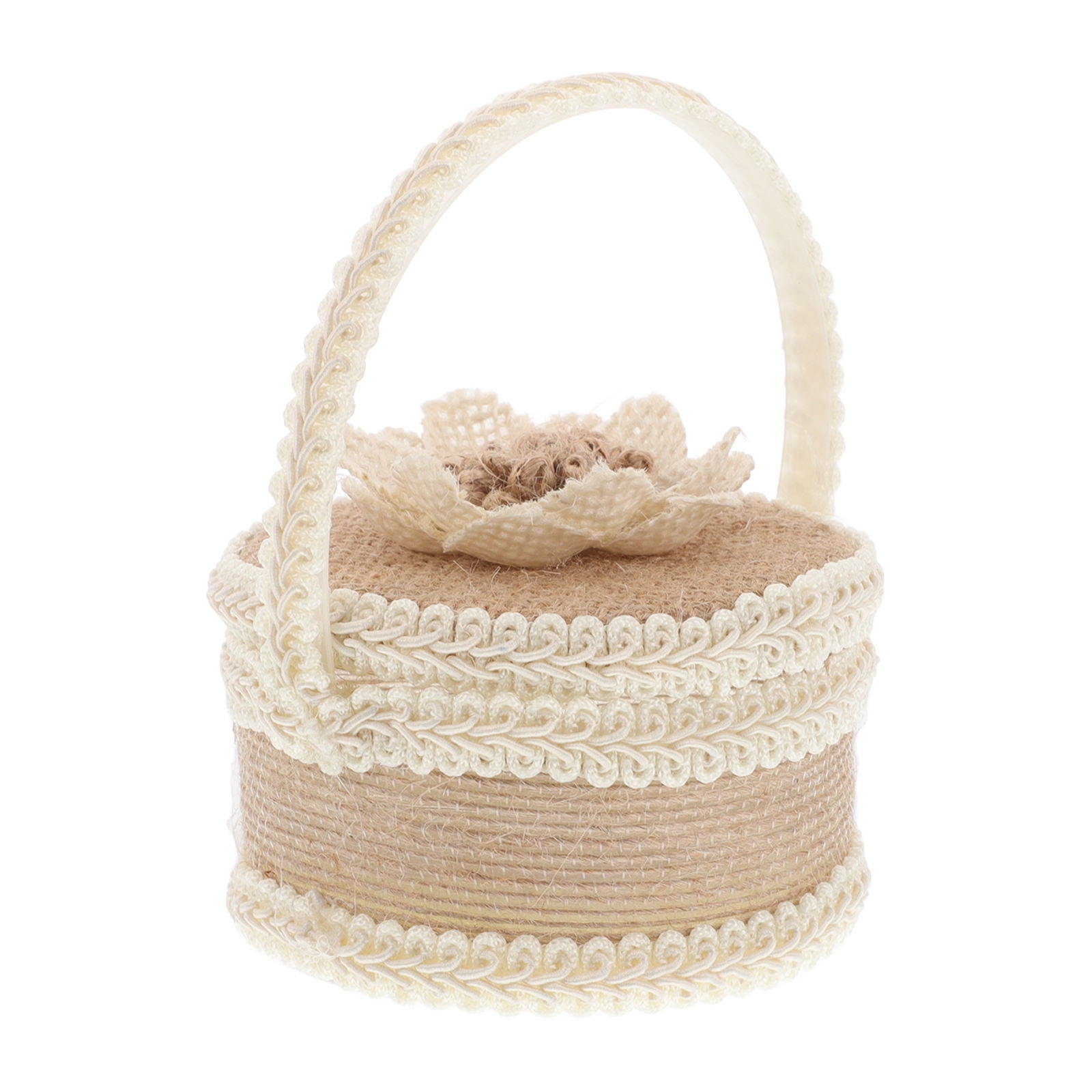 FRCOLOR Rattan Flower Basket Flower Girl Carry Basket Wedding Ring Box ...