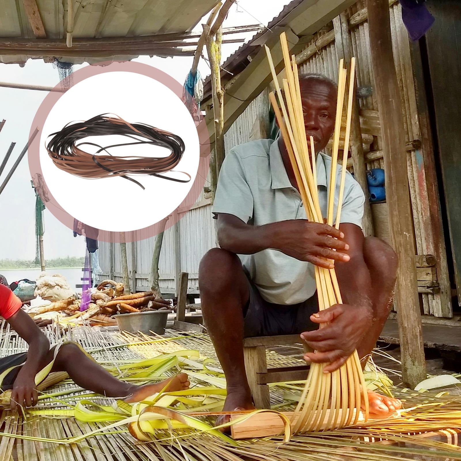 FRCOLOR Rattan Strips for Weaving 7000.00X0.80X0.10CM Black - Walmart.com