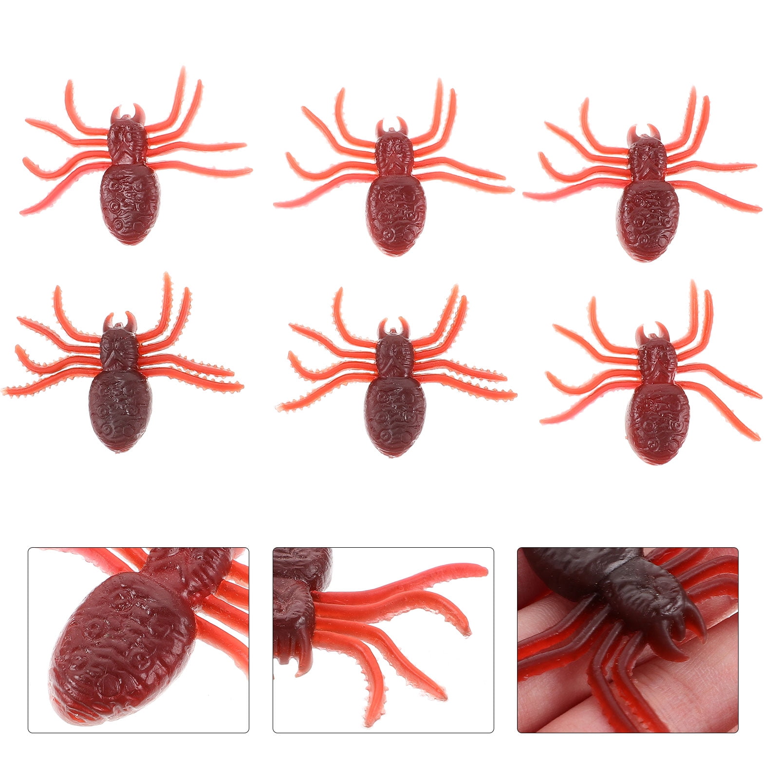 FRCOLOR Realistic Spiders for Playing Dark Red Prank Toys Halloween ...