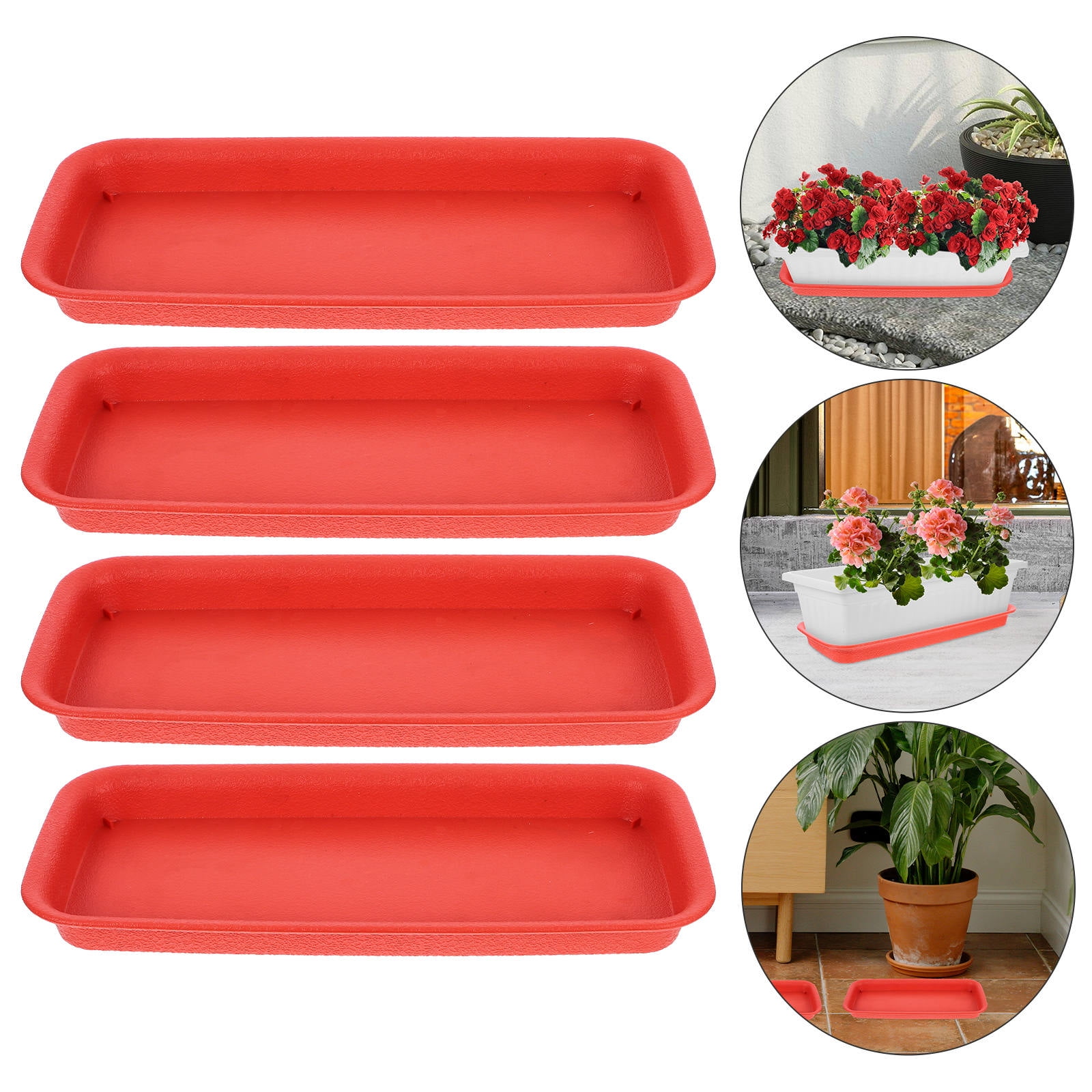 FRCOLOR Rectangular Plant Saucers Set of 4 for Indoor Plants Drip Trays ...