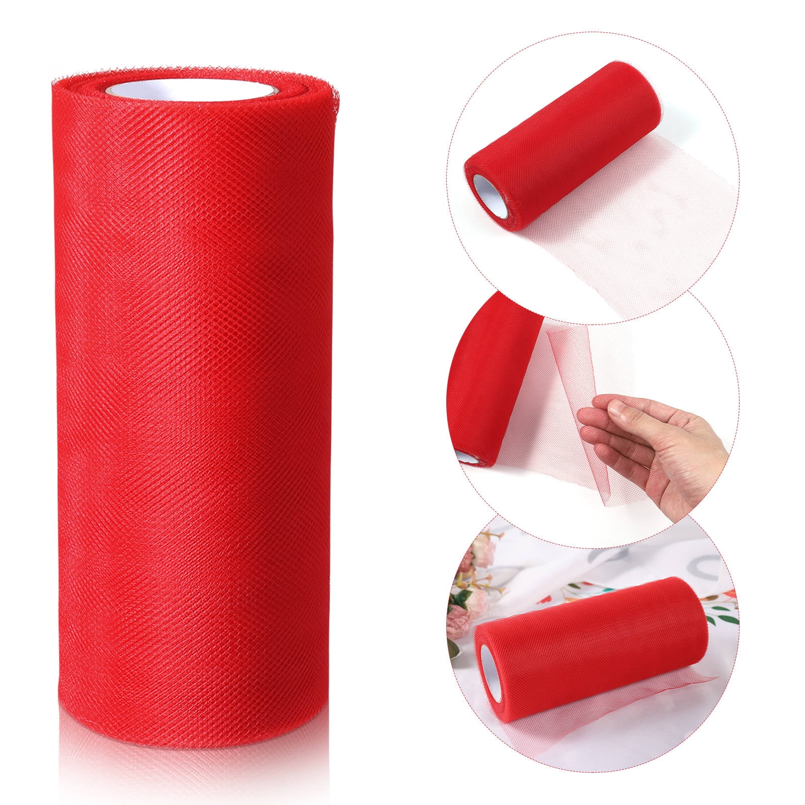 FRCOLOR Red Tulle Rolls 6 Inch Wide for present Wrapping and Decorating ...