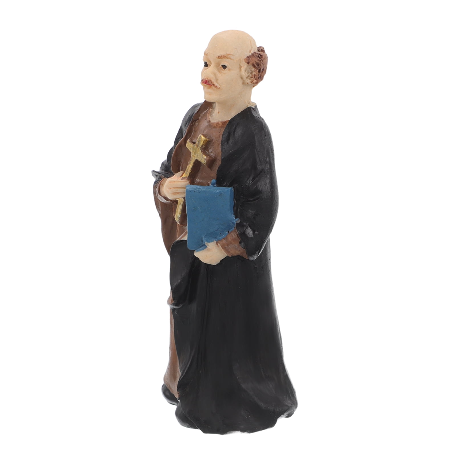FRCOLOR Religious Priest Statue Resin Priest Figures Model Catholic ...
