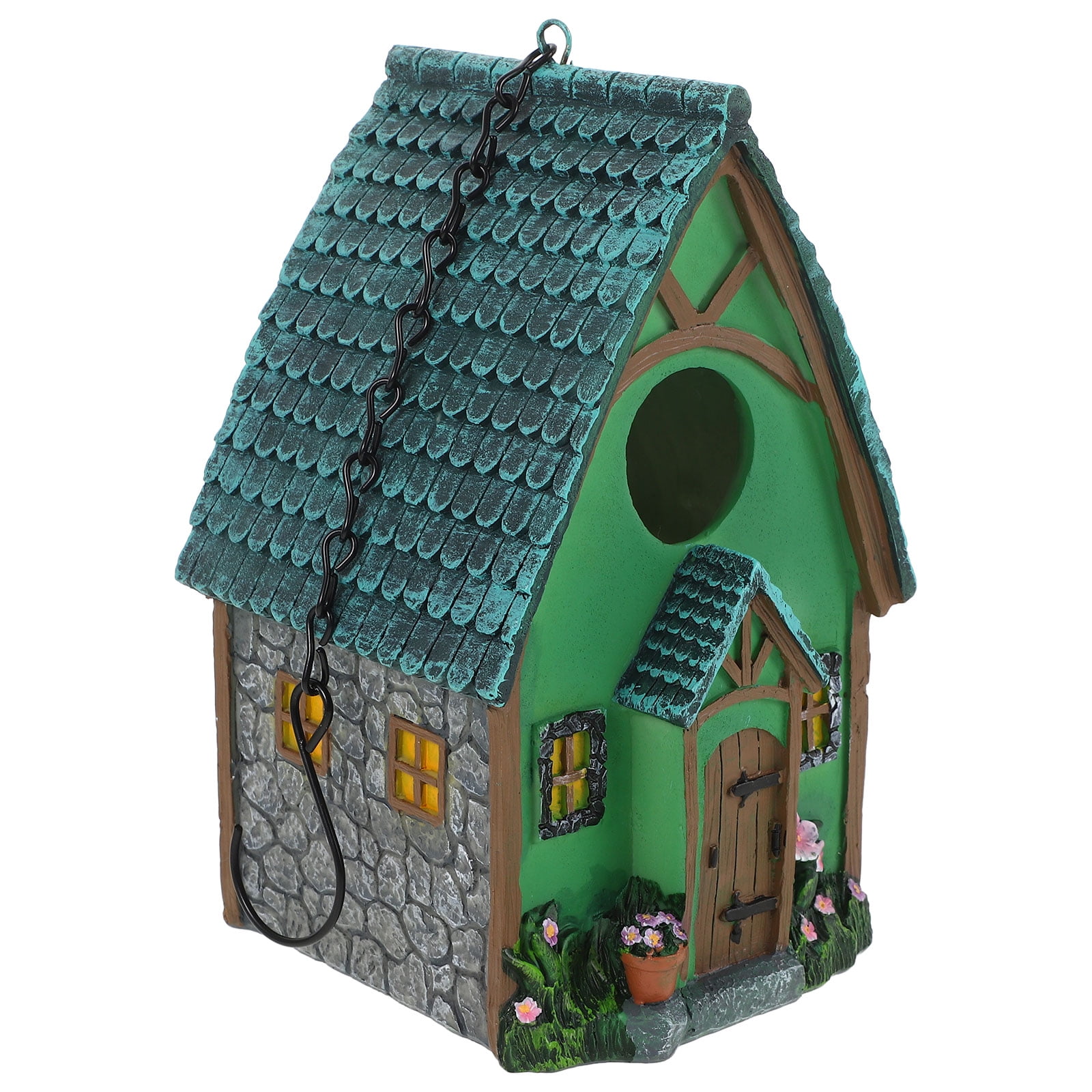 FRCOLOR Resin Bird House Sturdy Garden Bird Hut Hanging Bird House ...