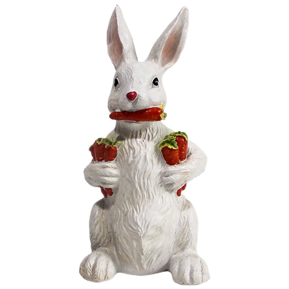 FRCOLOR Resin White Rabbit Decoration for Home Crafts and Holidays 12.5 ...