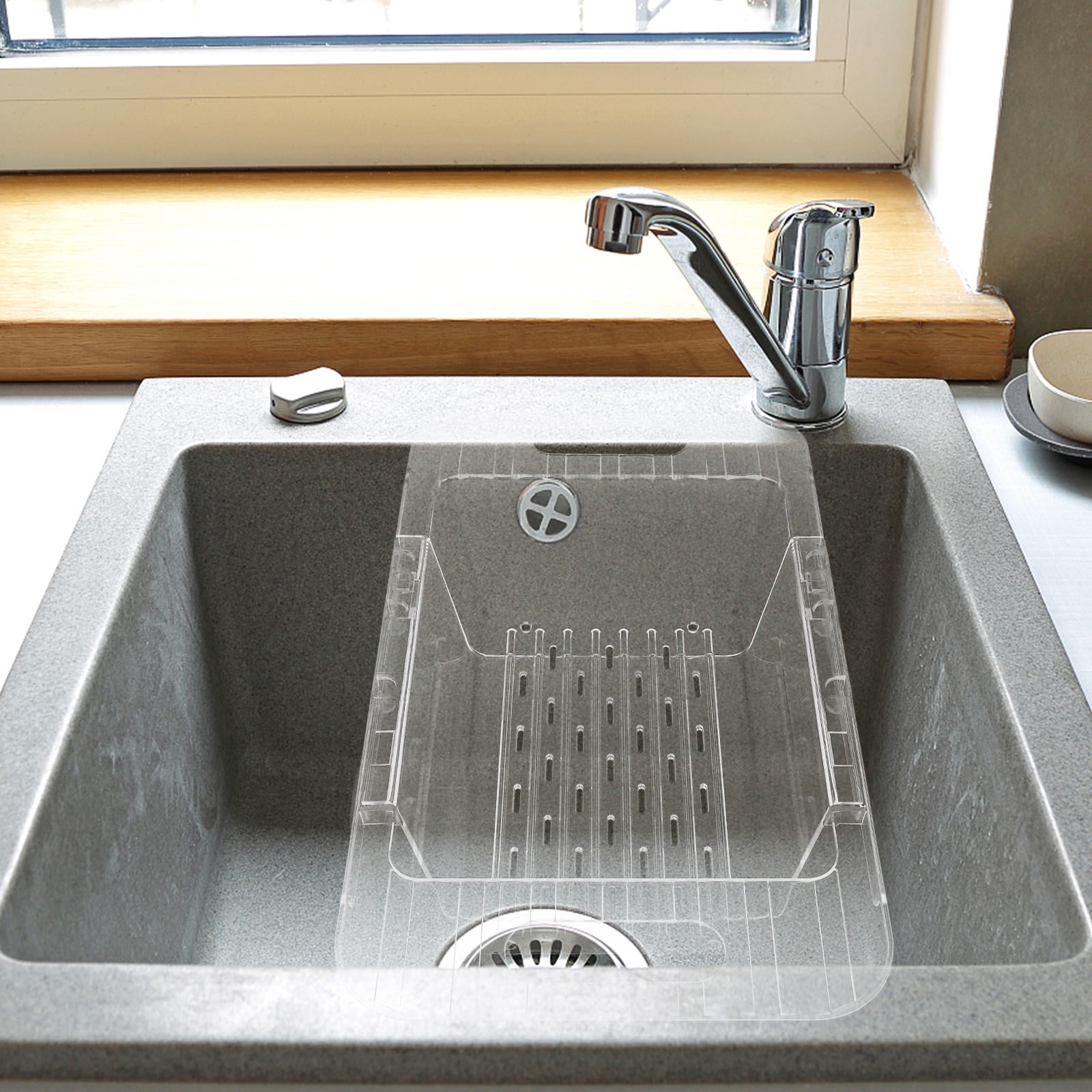 FRCOLOR Retractable Sink Drain Rack Adjustable Kitchen Organizer For ...